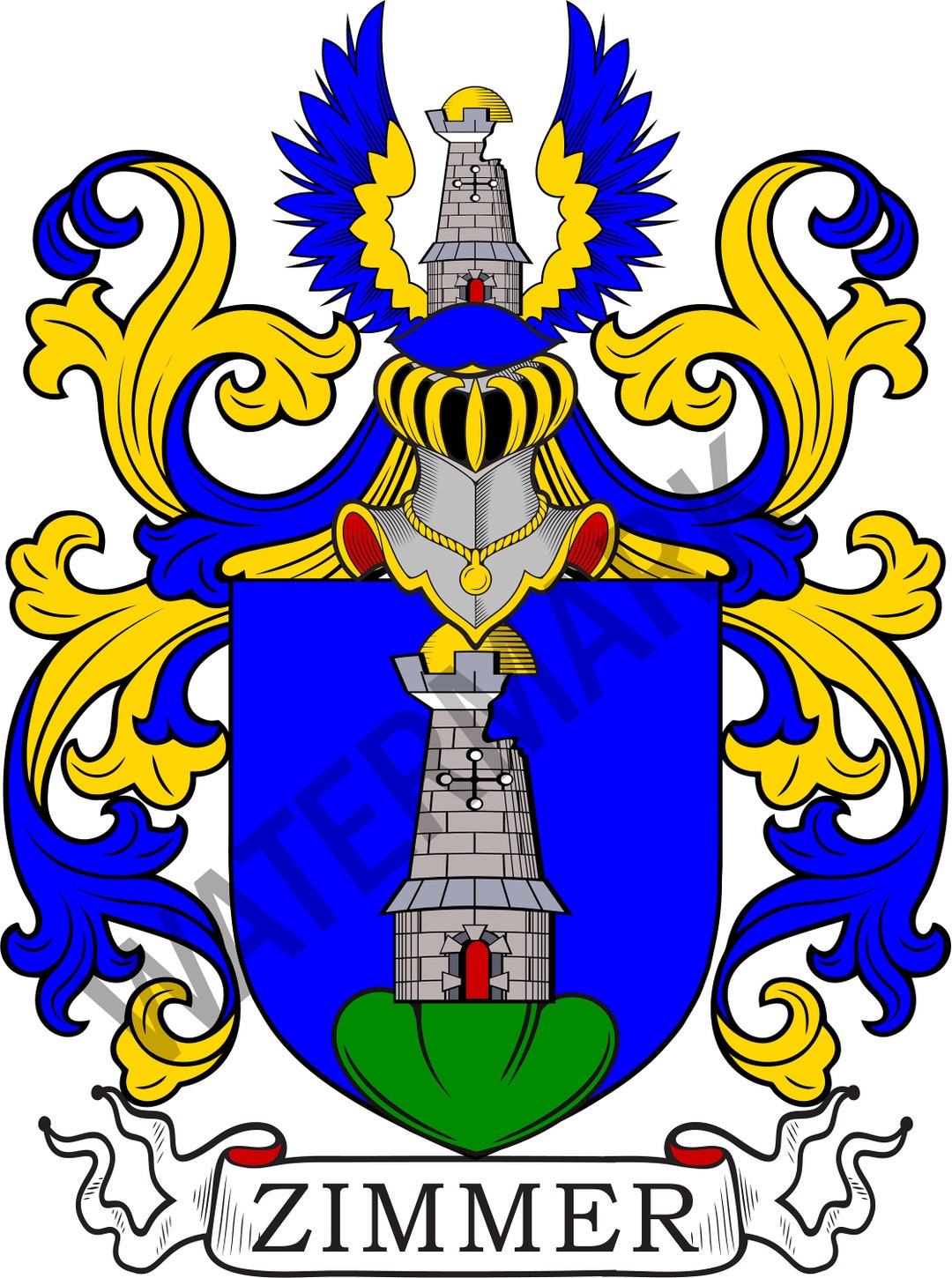 Zimmer Family Crest - Digital Download - Zimmer Coat of Arms JPG File ...