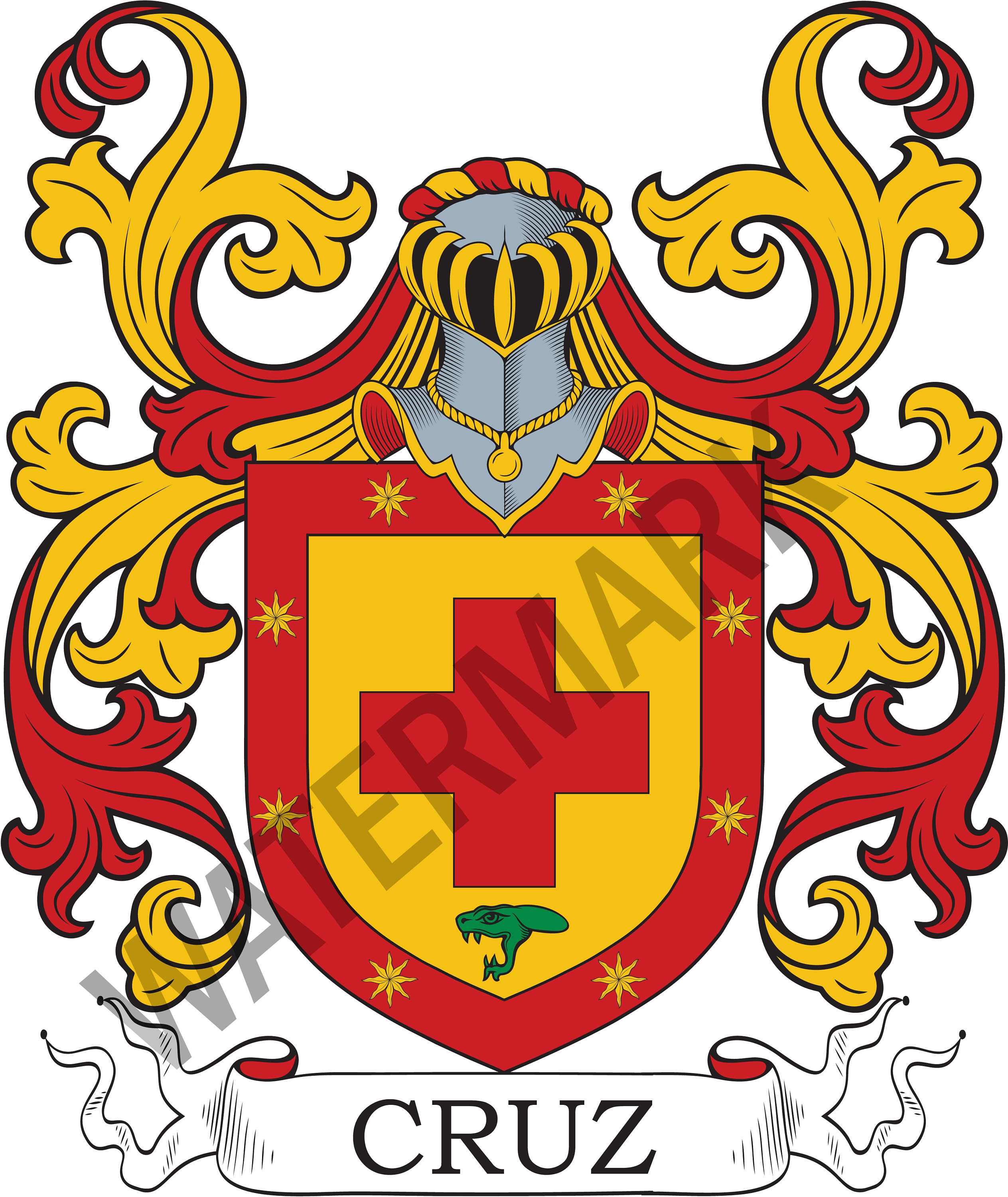 Cruz Family Crest - Digital Download - Cruz Coat of Arms JPG File ...