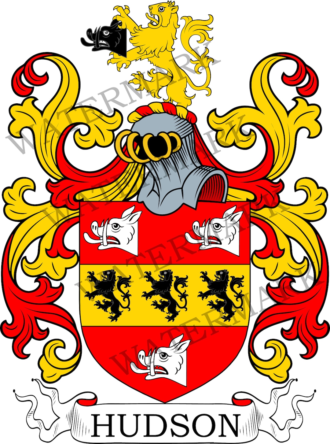 Hudson Family Crest - Digital Download - Hudson Coat of Arms JPG File ...