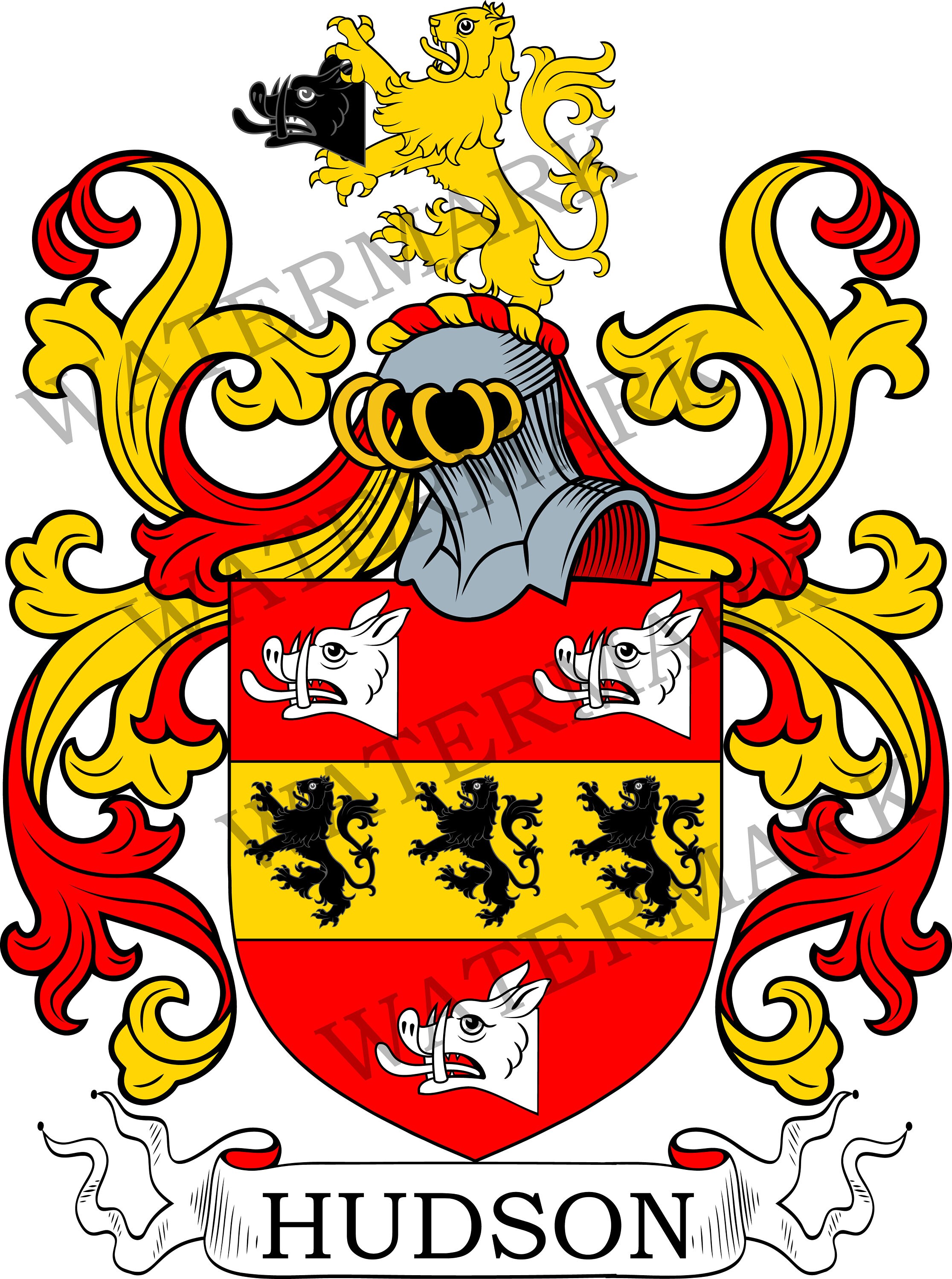 Hudson Family Crest Digital Download Hudson Coat Of Arms JPG File