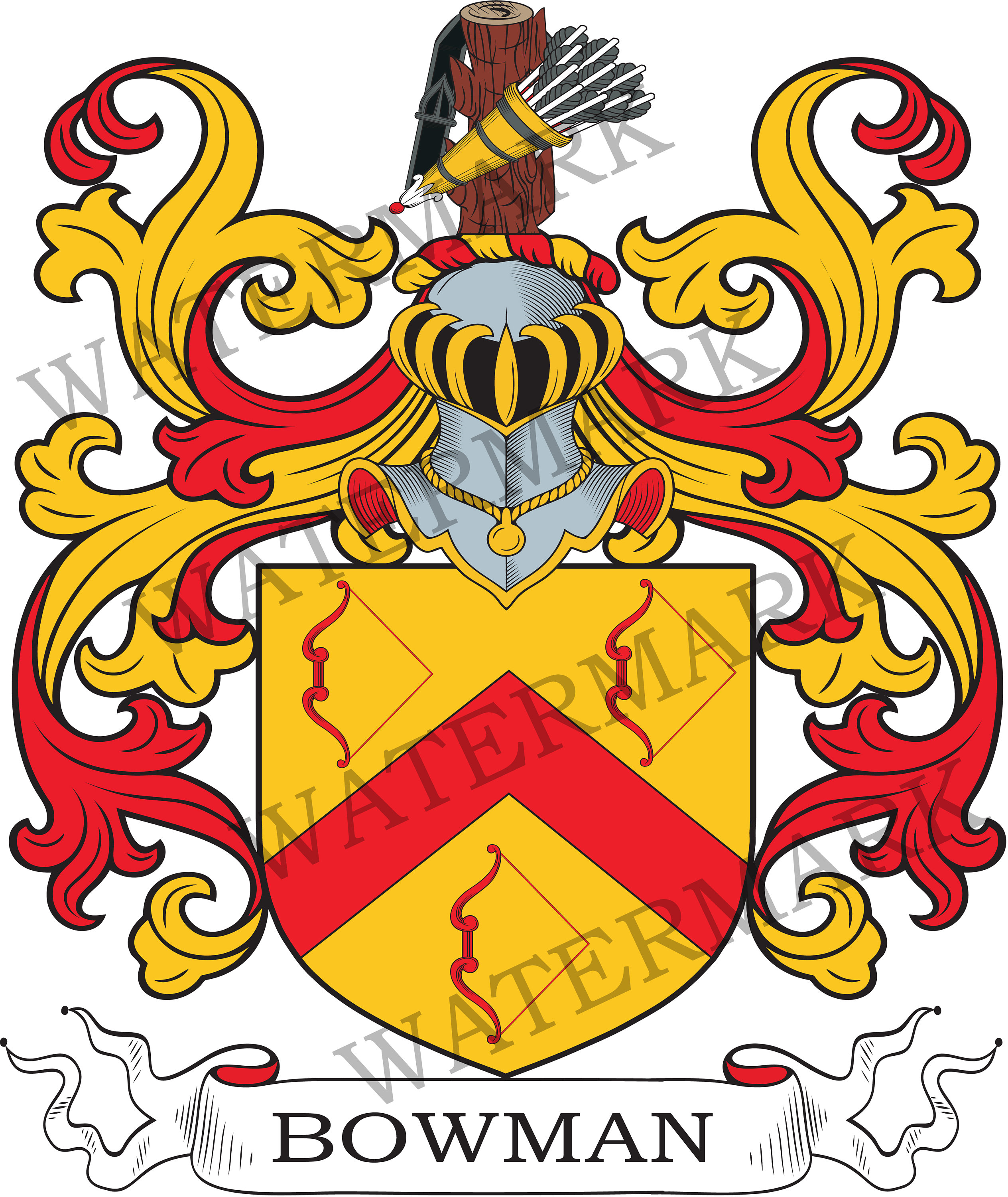 Bowman Family Crest - Digital Download - Bowman Coat of Arms JPG File ...