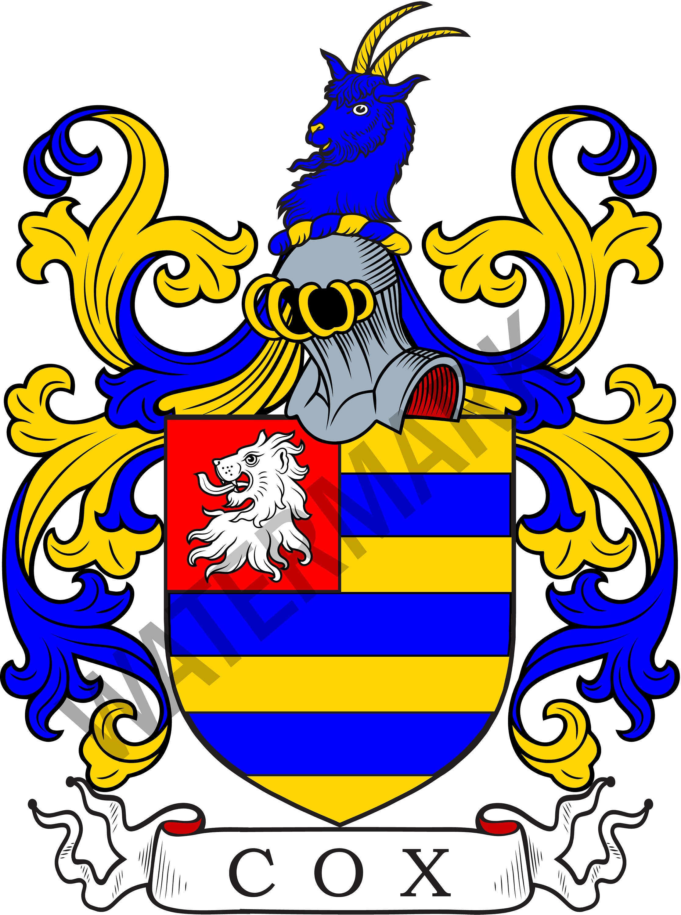 Cox Family Crest - Digital Download - Cox Coat of Arms JPG File ...