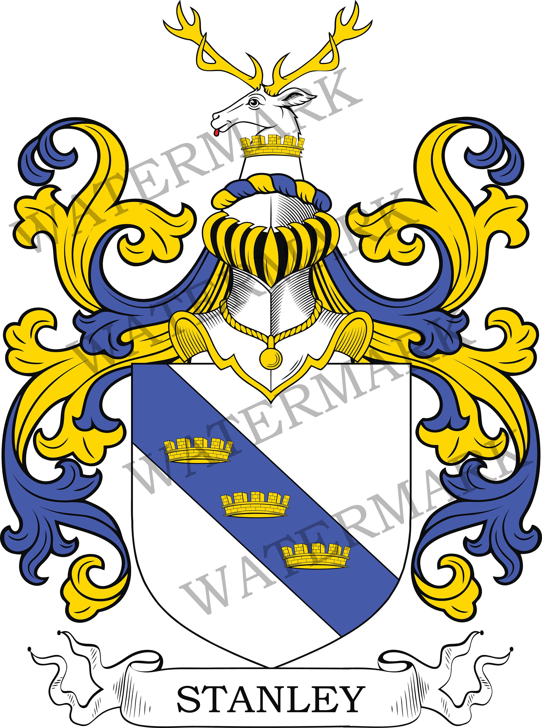 Stanley Family Crest - Digital Download - Stanley Coat of Arms JPG File ...