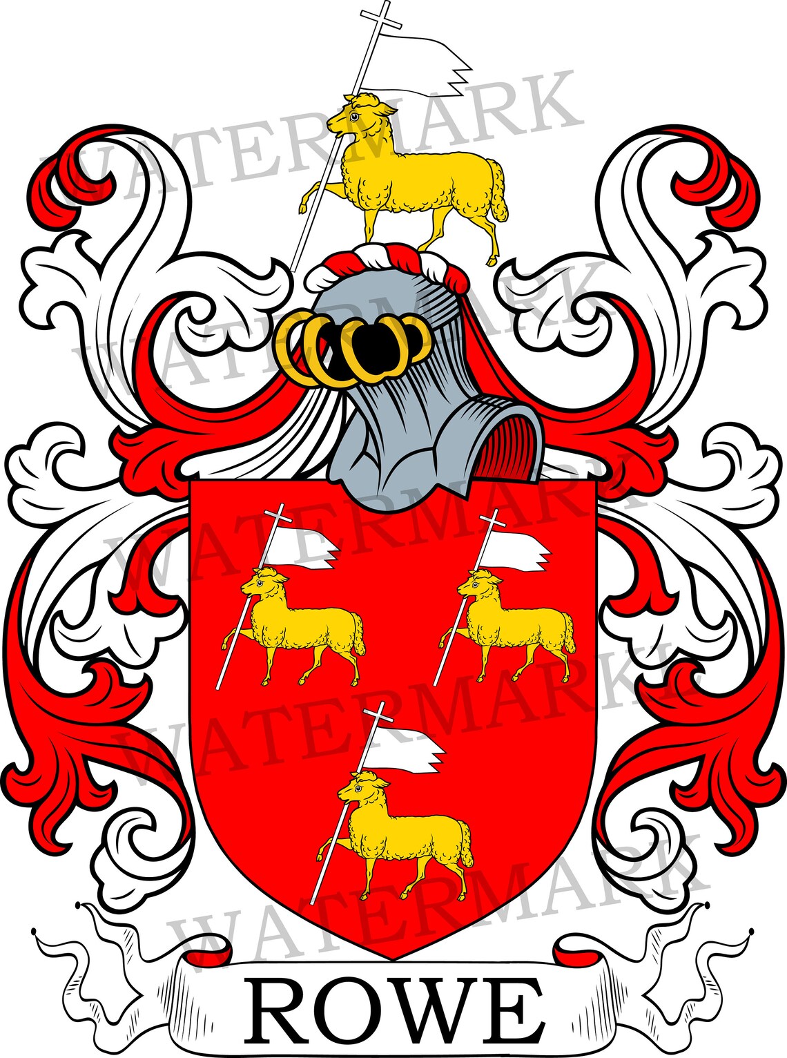 Rowe Family Crest - Digital Download - Rowe Coat of Arms JPG File ...