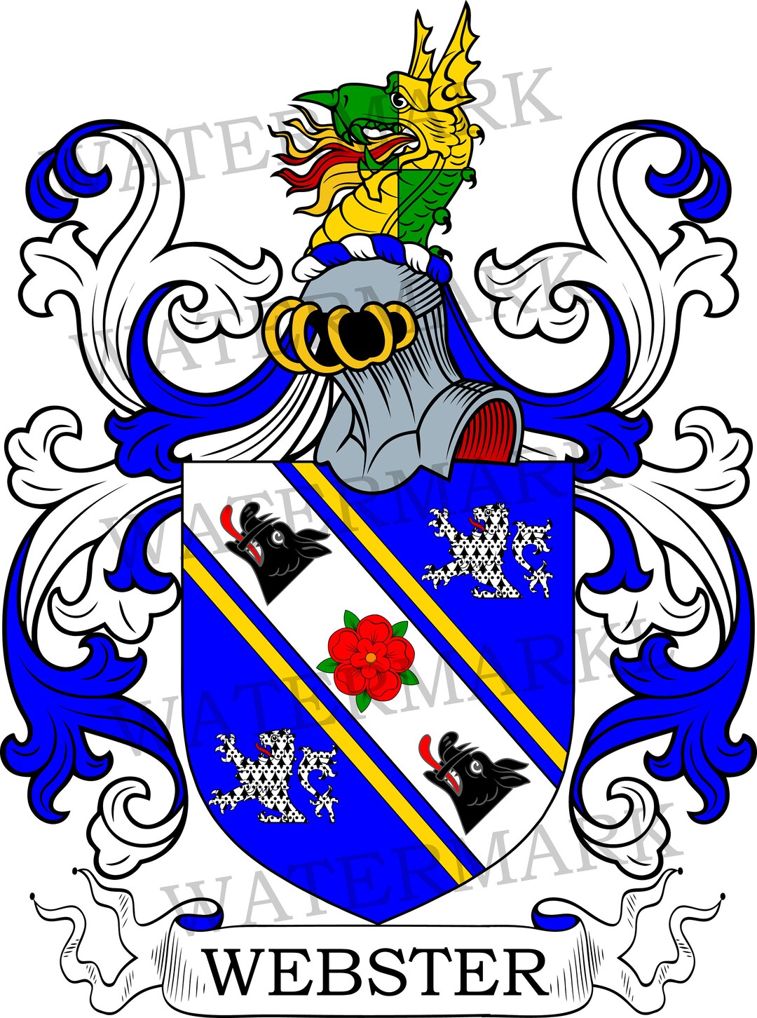 Webster Family Crest - Digital Download - Webster Coat of Arms JPG File ...