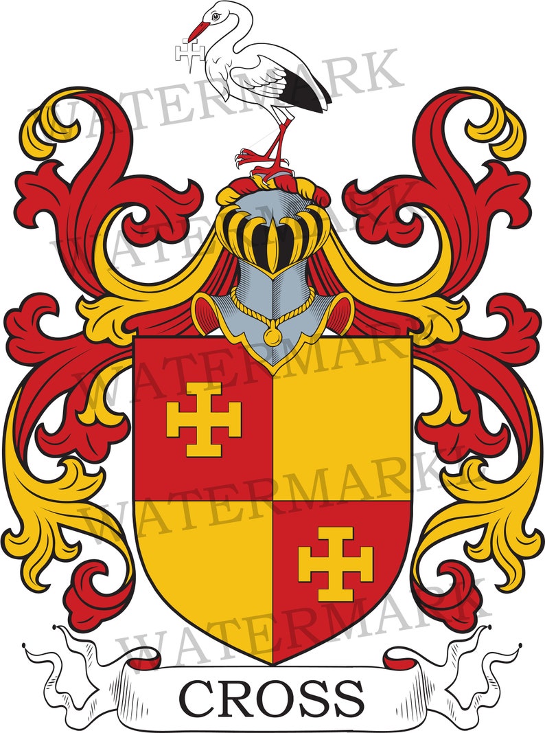 Cross Family Crest - Digital Download - Cross Coat of Arms JPG File ...