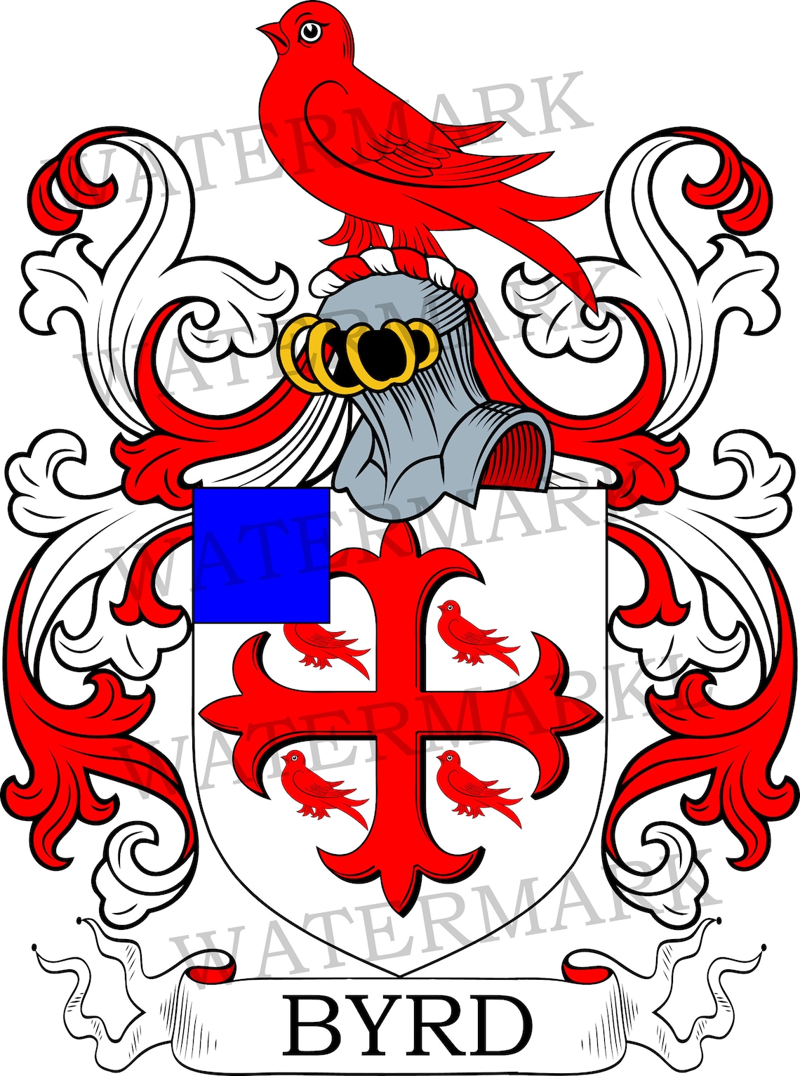 Byrd Family Crest - Digital Download - Byrd Coat of Arms JPG File ...