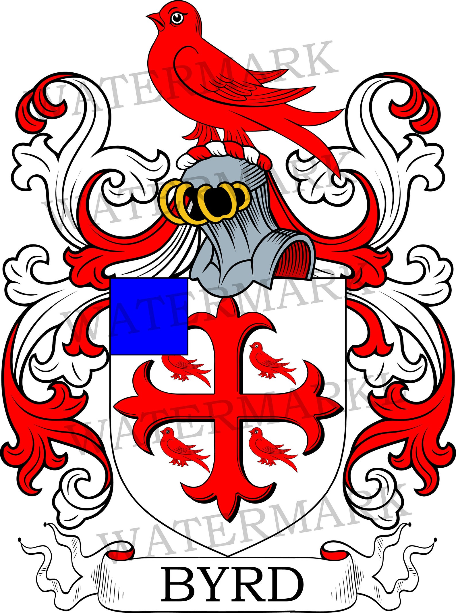 Byrd Family Crest - Digital Download - Byrd Coat of Arms JPG File ...