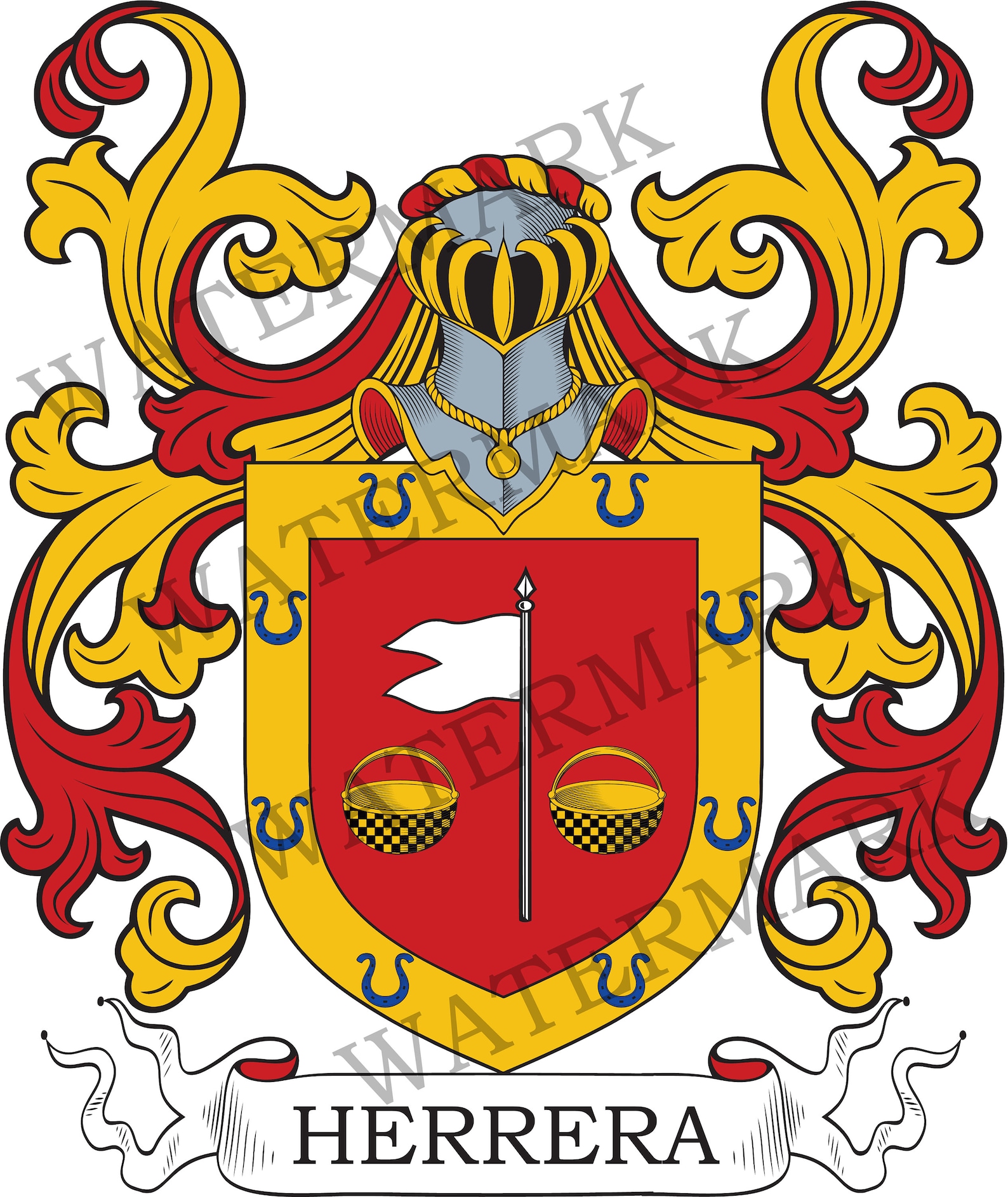 Herrera Family Crest Digital Download Herrera Coat of Arms JPG File ...