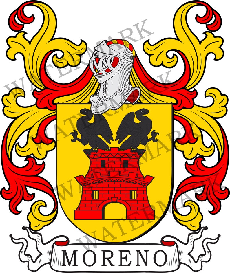 Moreno Family Crest - Digital Download - Moreno Coat of Arms JPG File ...