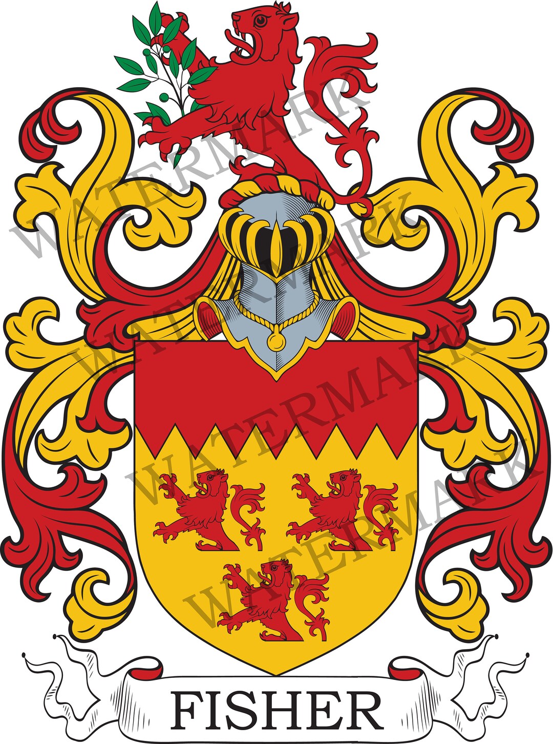 Fisher (england) Family Crest - Digital Download - Fisher Coat of Arms ...