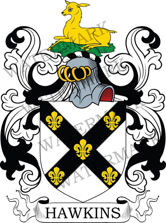 Hawkins Family Crest Digital Download Hawkins Coat of Arms - Etsy