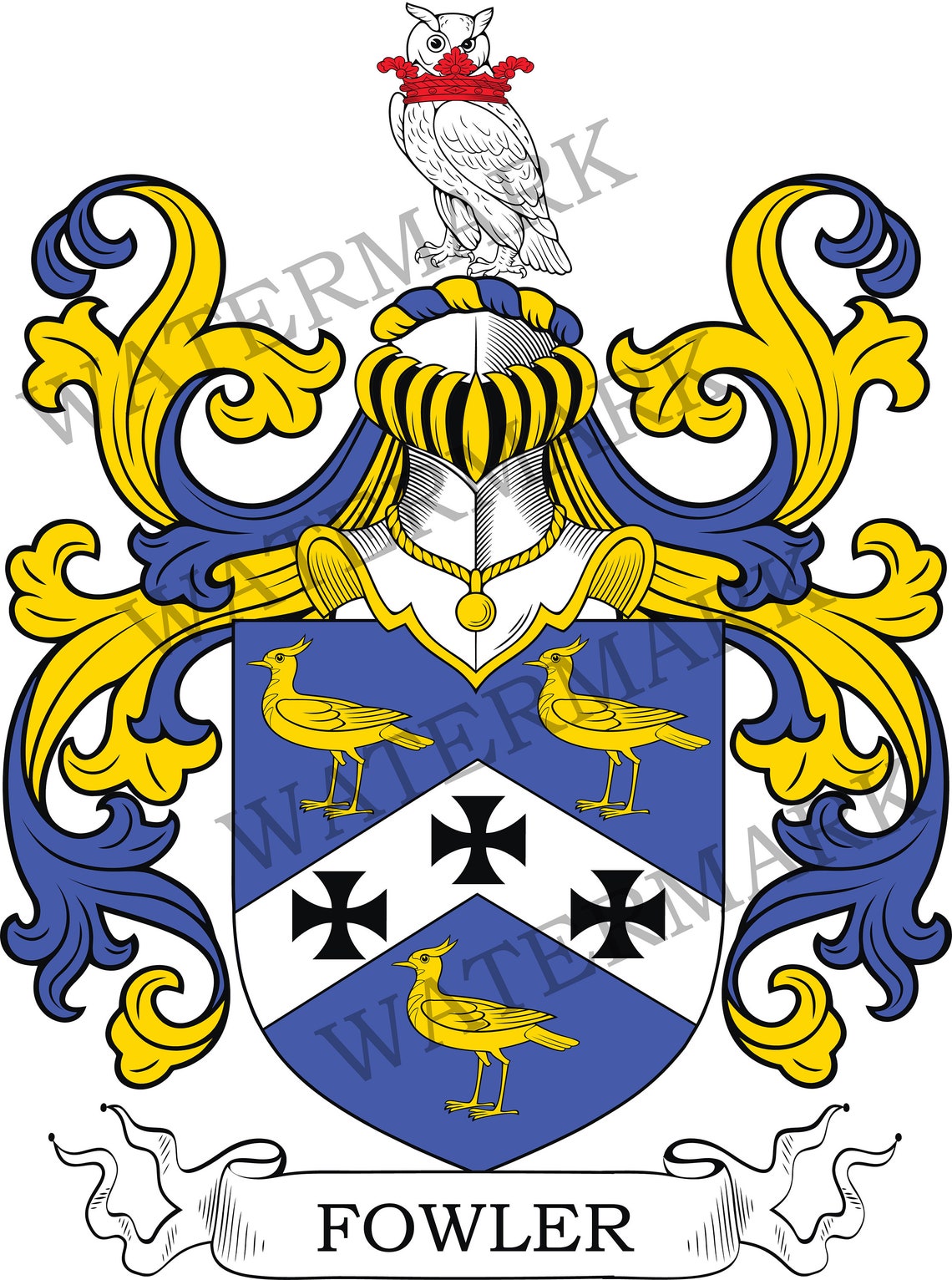 Fowler Family Crest - Digital Download - Fowler Coat of Arms JPG File ...