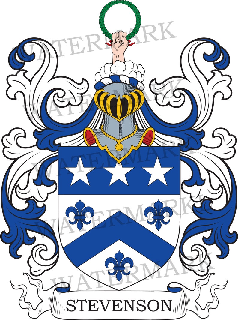 Stevenson Family Crest (ireland) - Digital Download - Stevenson Coat of ...