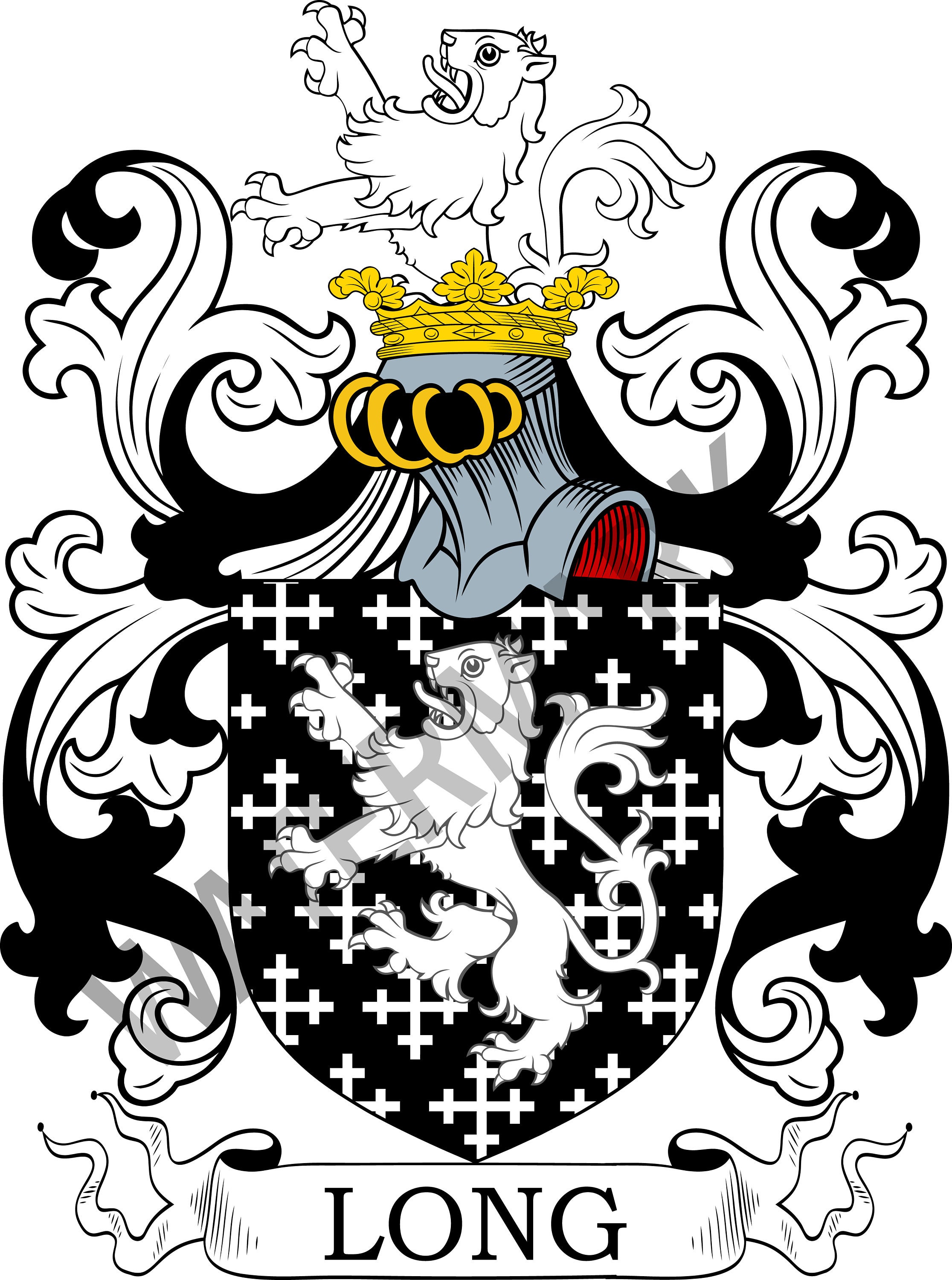 Long Family Crest - Digital Download - Long Coat of Arms JPG File ...