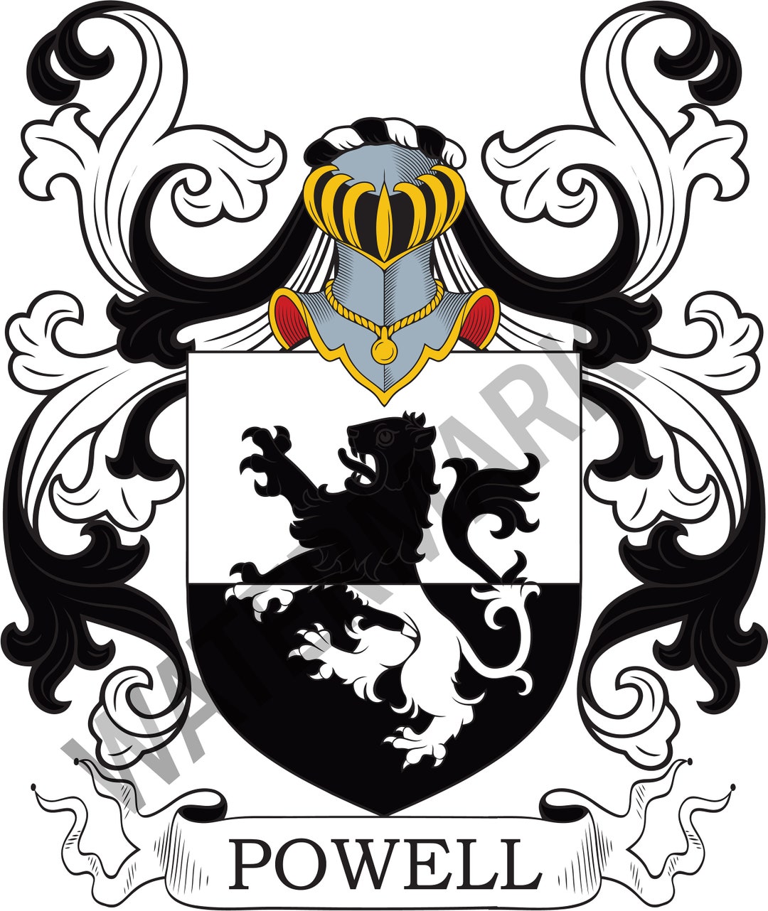 Powell Family Crest - Digital Download - Powell Coat of Arms JPG File ...