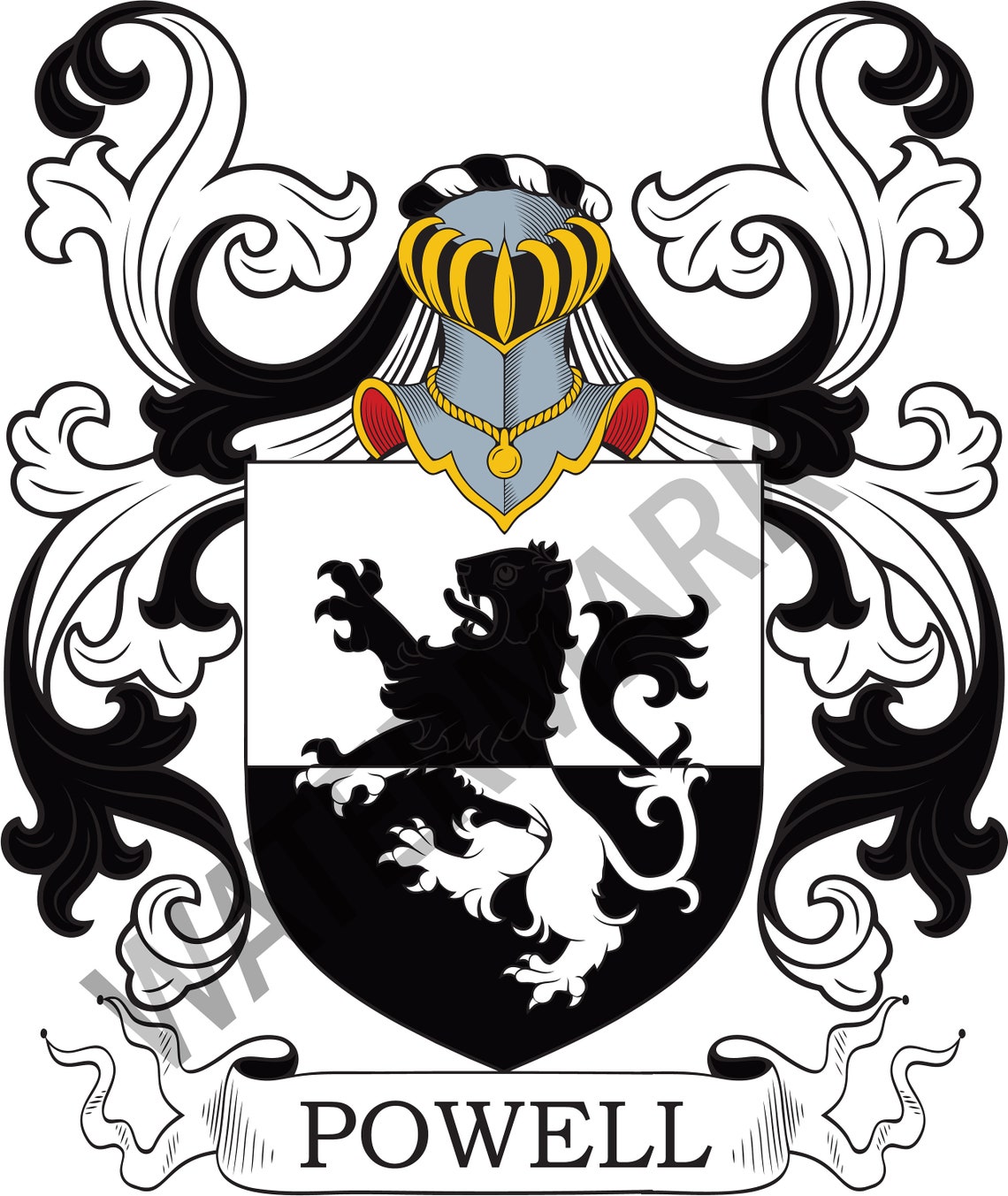 Powell Family Crest - Digital Download - Powell Coat of Arms JPG File ...