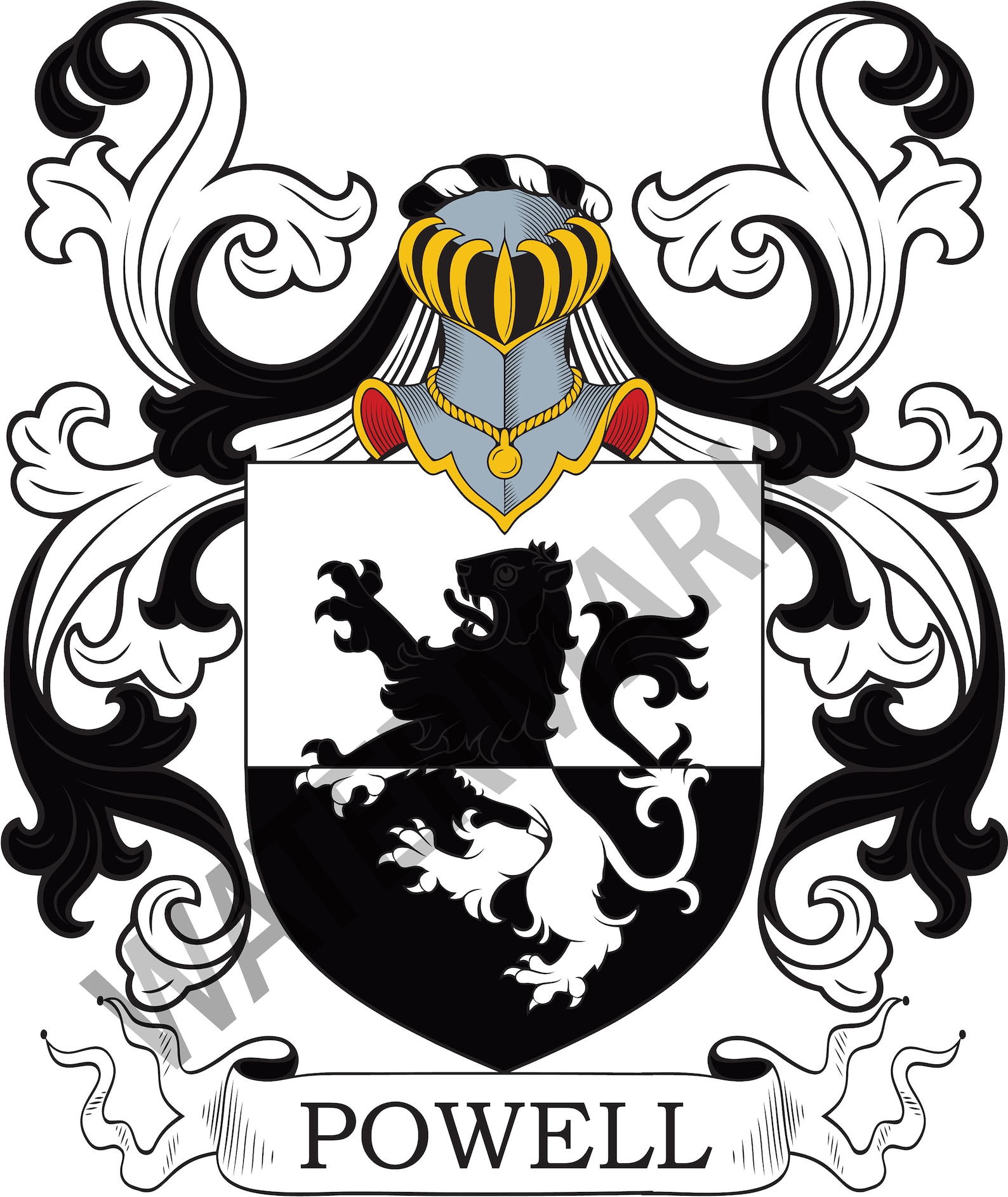 Powell Family Crest - Digital Download - Powell Coat of Arms JPG File ...