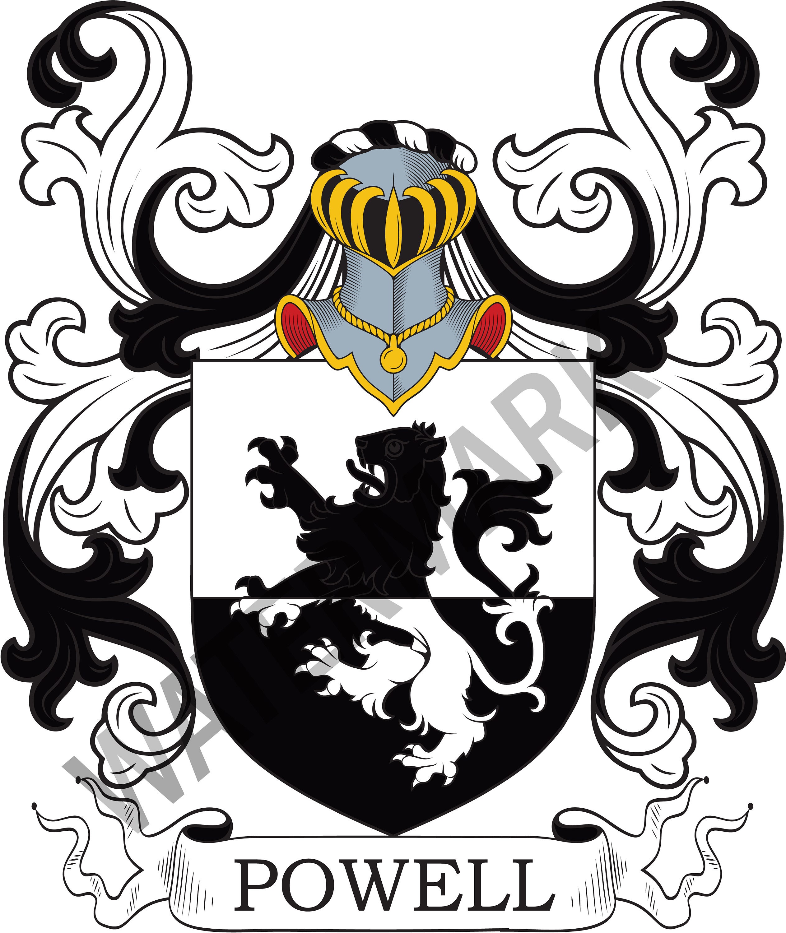 Powell Family Crest - Digital Download - Powell Coat of Arms JPG File ...