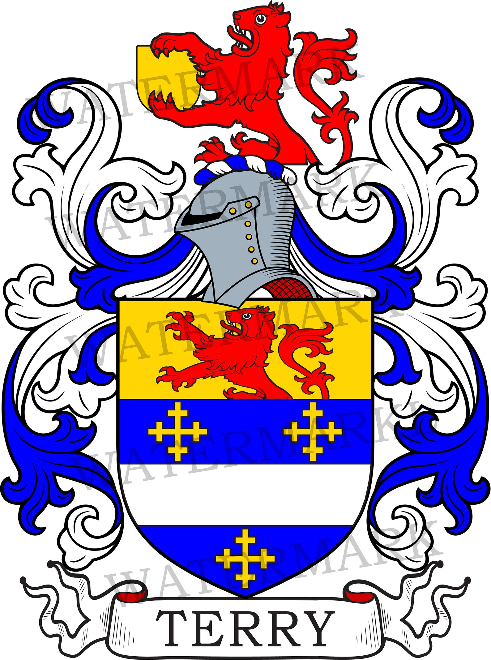 Terry Family Crest - Digital Download - Terry Coat of Arms JPG File ...
