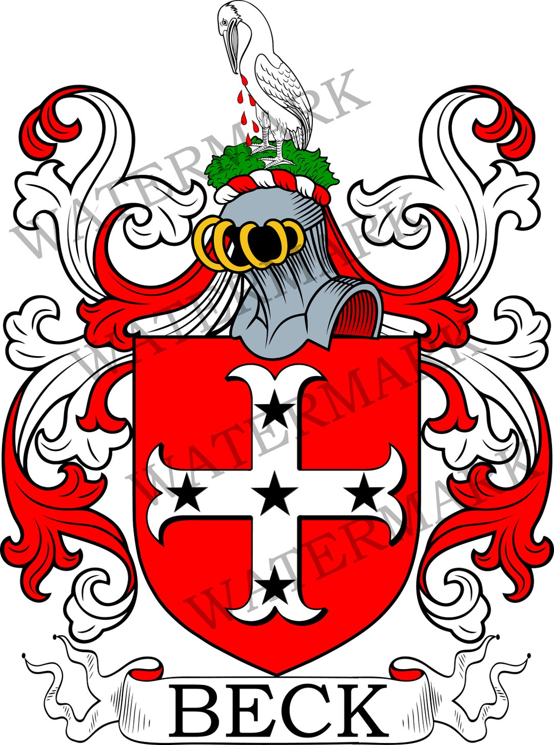 Beck Family Crest - Digital Download - Beck Coat of Arms JPG File ...