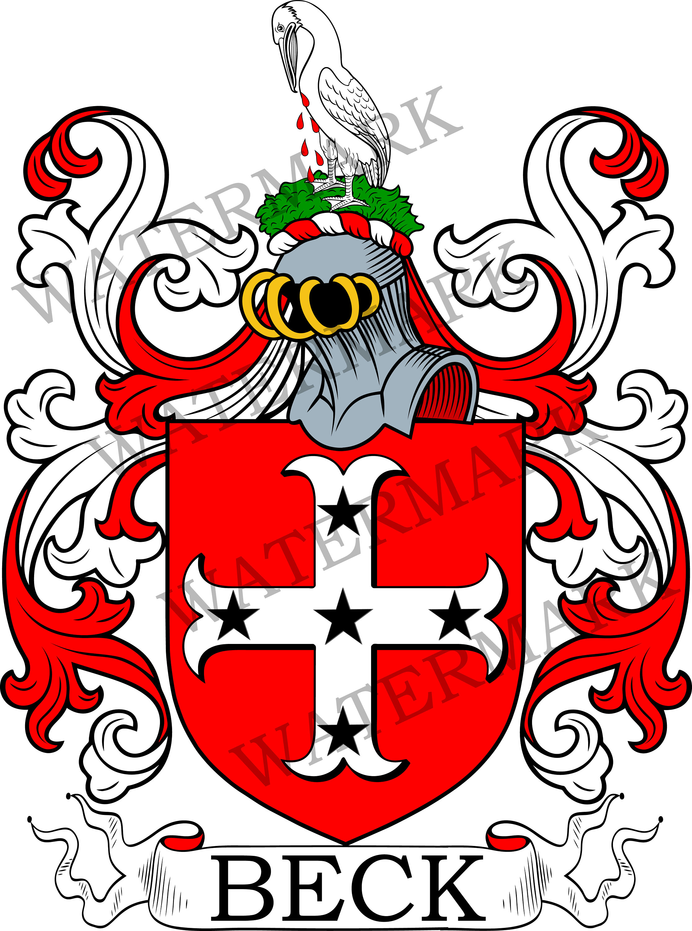 Beck Family Crest - Digital Download - Beck Coat of Arms JPG File ...