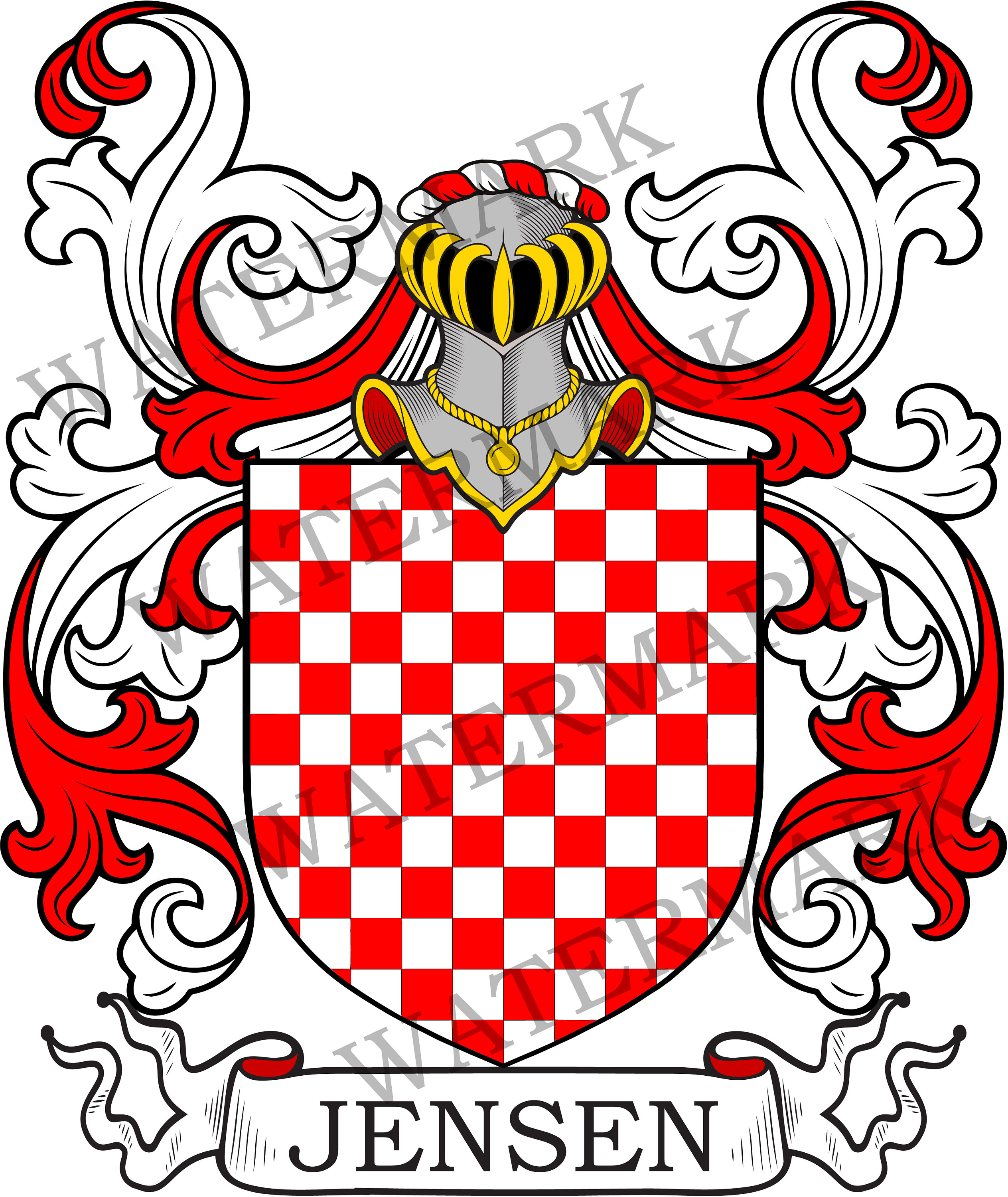 Jensen Family Crest - Digital Download - Jensen Coat of Arms JPG File ...