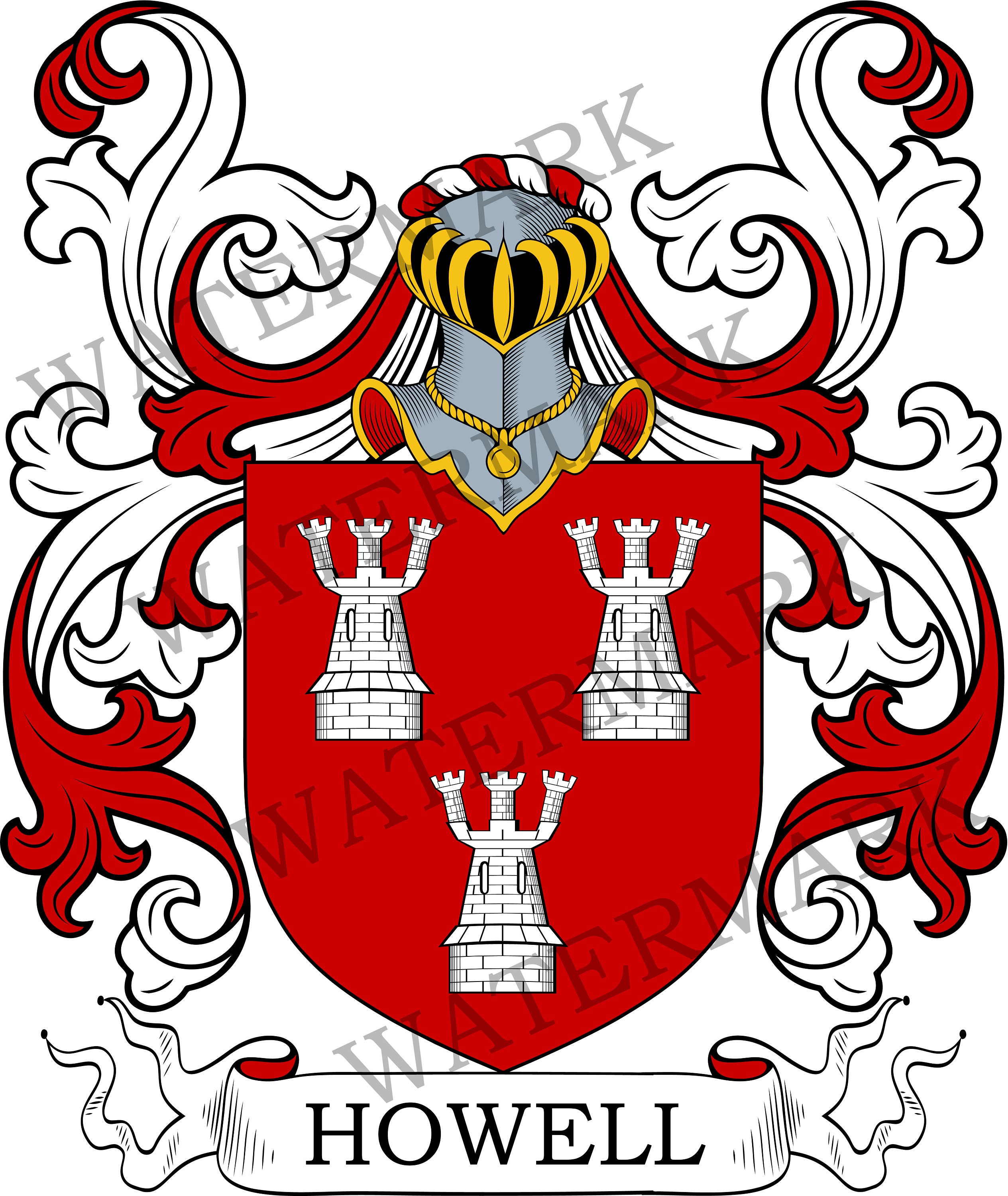Howell Family Crest - Digital Download - Howell Coat of Arms JPG File ...