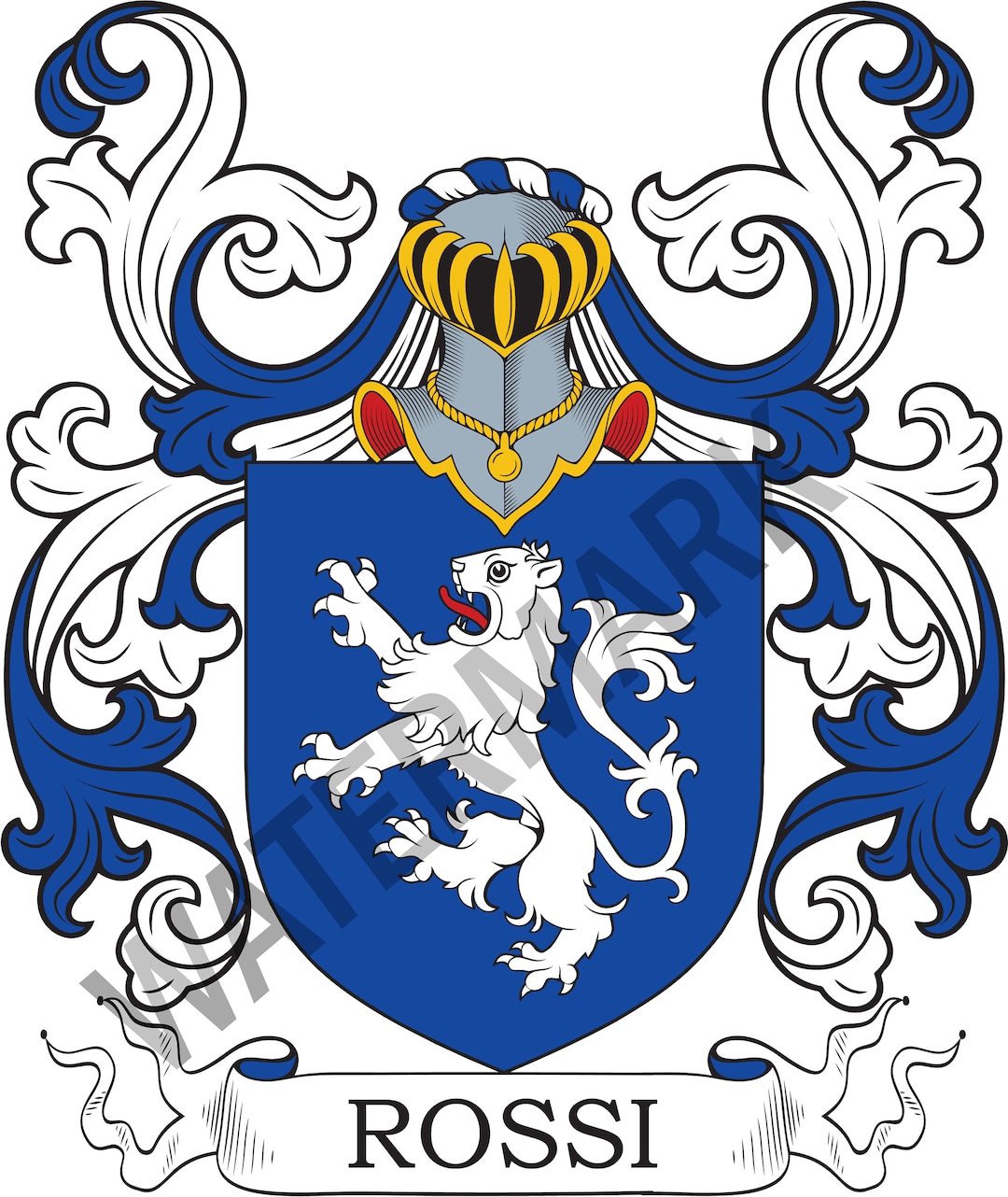 Rossi Family Crest - Digital Download - Rossi Coat of Arms JPG File ...