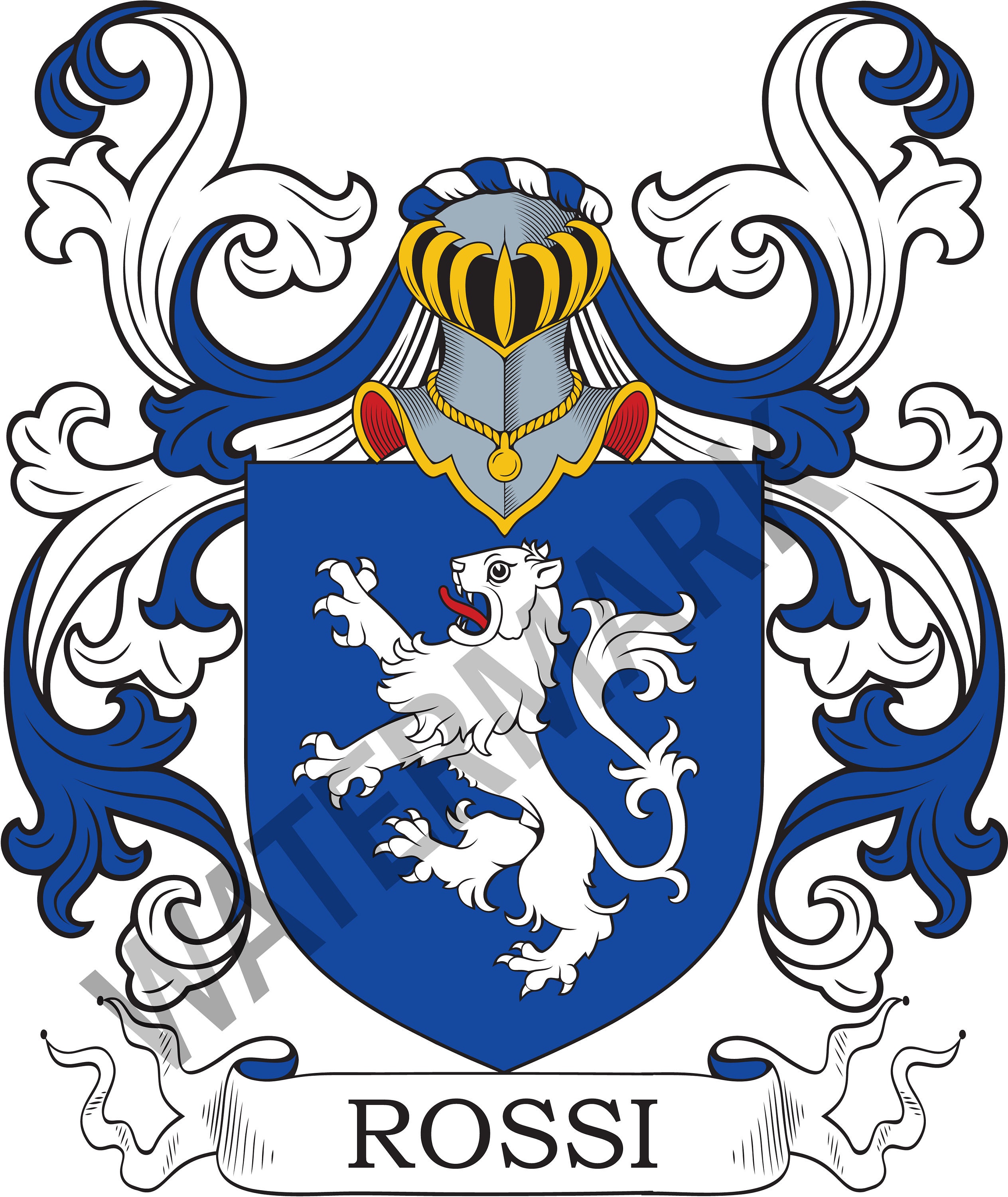 Rossi Family Crest - Digital Download - Rossi Coat of Arms JPG File ...