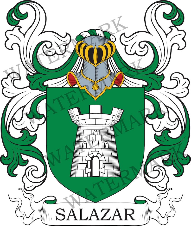 Salazar Family Crest - Digital Download - Salazar Coat of Arms JPG File ...