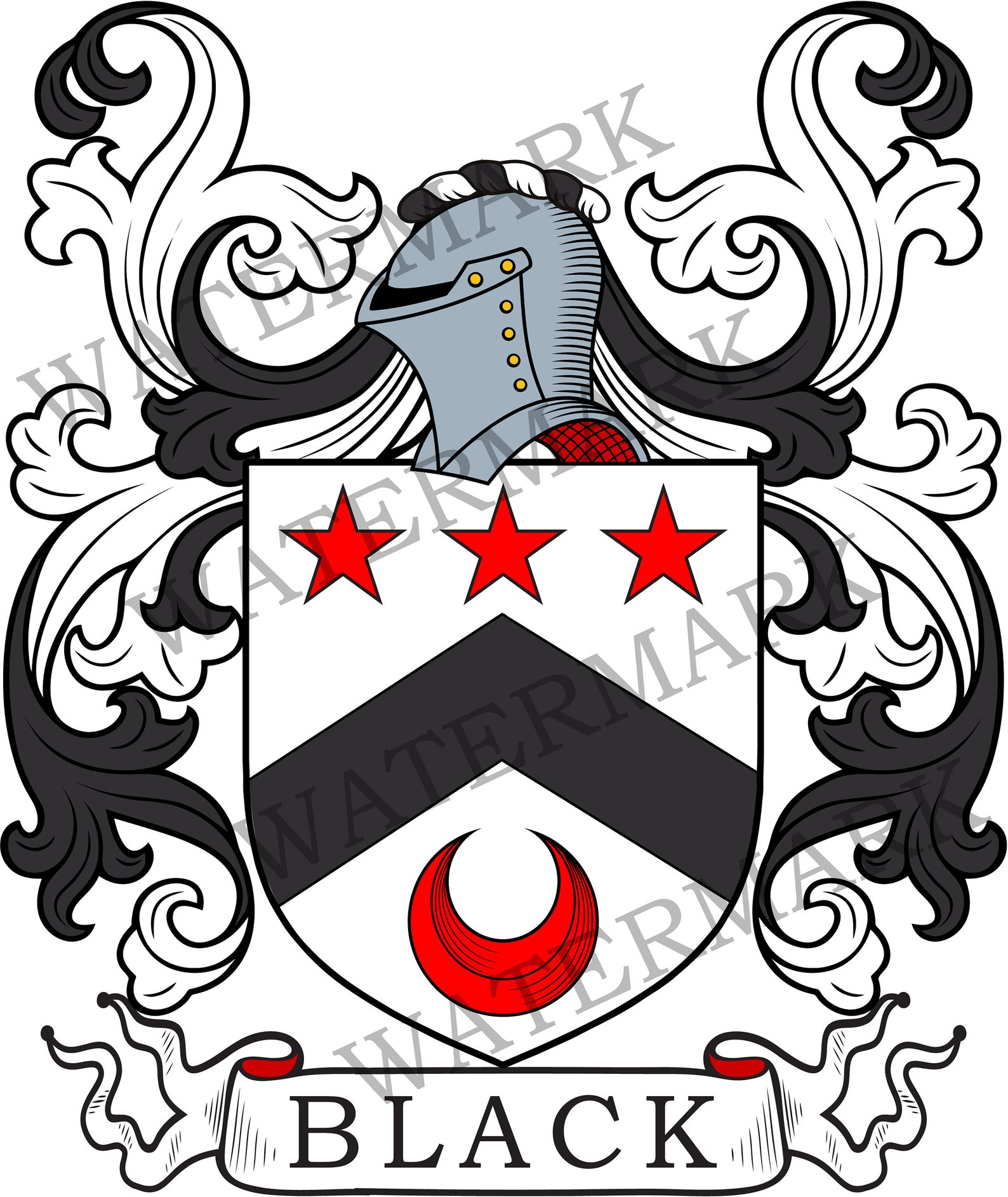 Black Family Crest (england) - Digital Download - Black Coat of Arms ...