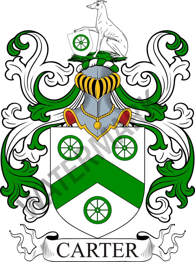 Carter Family Crest - Digital Download - Carter Coat of Arms JPG File ...