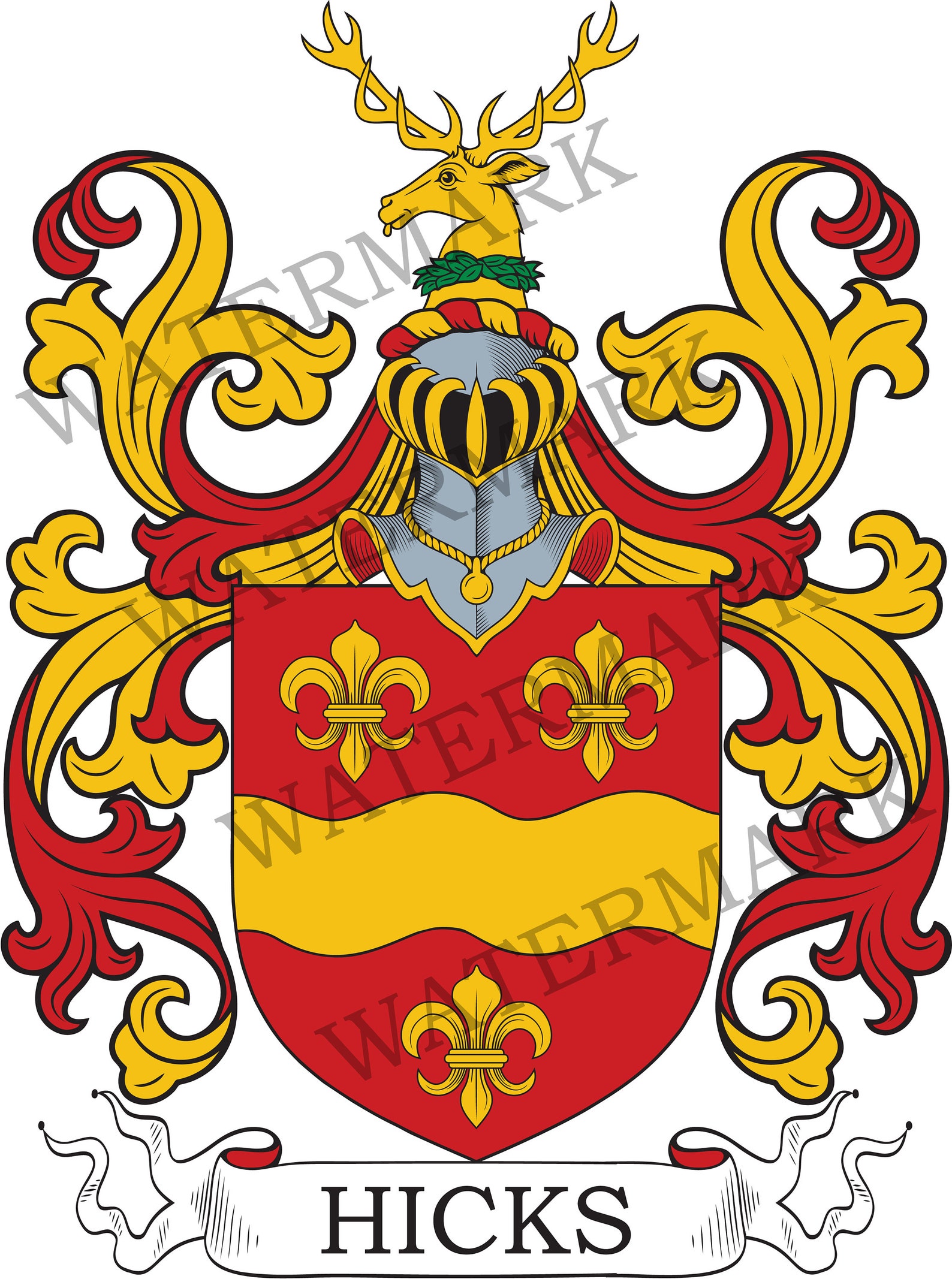 Hicks Family Crest - Digital Download - Hicks Coat of Arms JPG File ...