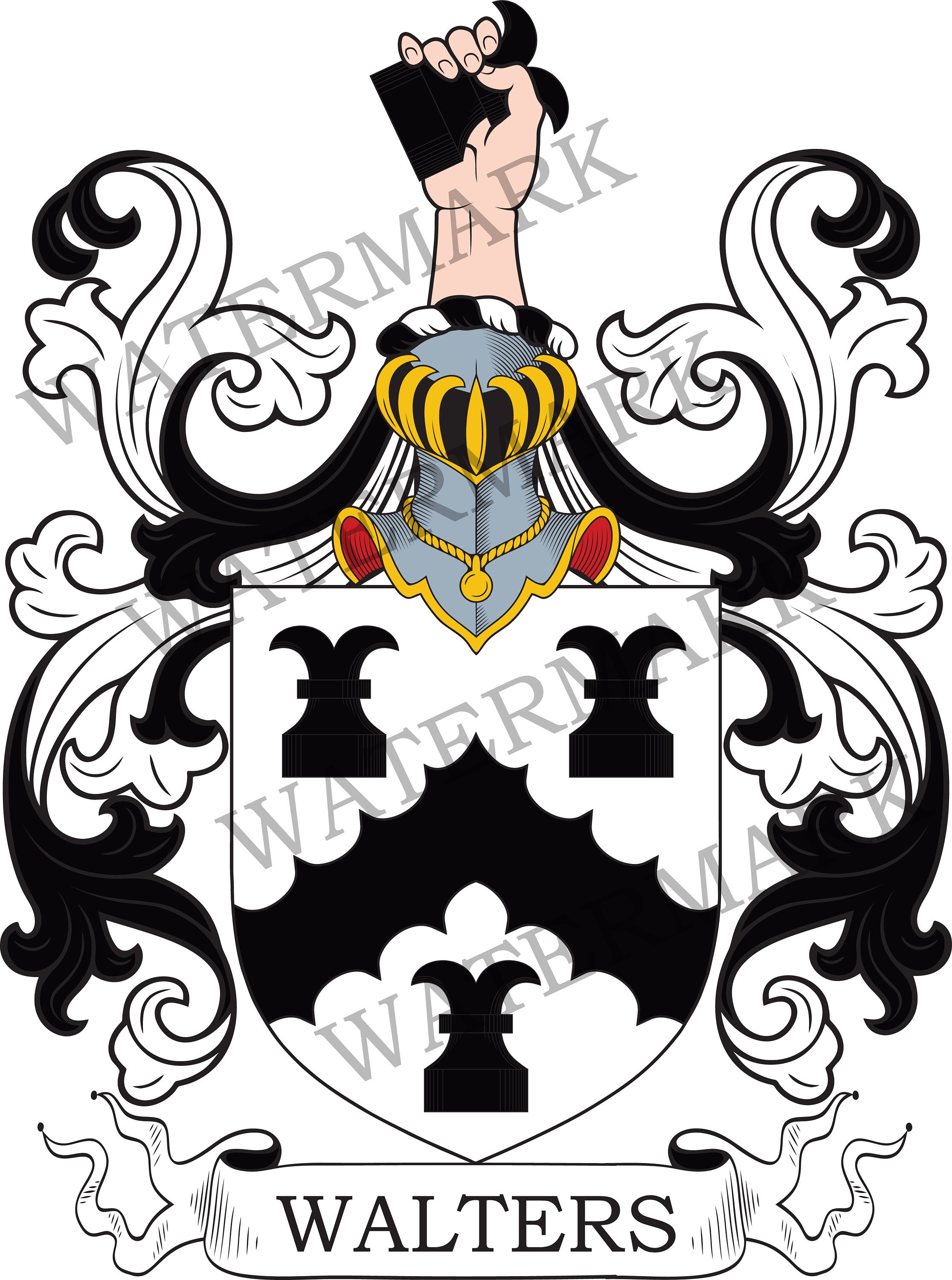Walters Family Crest Digital Download Walters Coat of Arms - Etsy Australia
