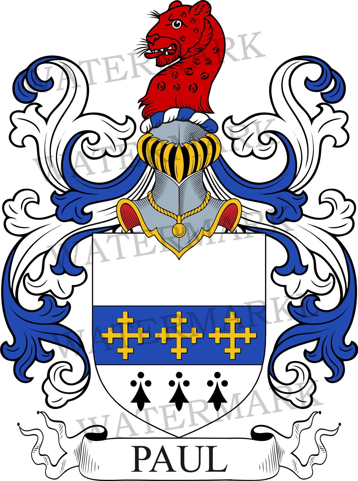 Paul Family Crest - Digital Download - Paul Coat of Arms JPG File ...
