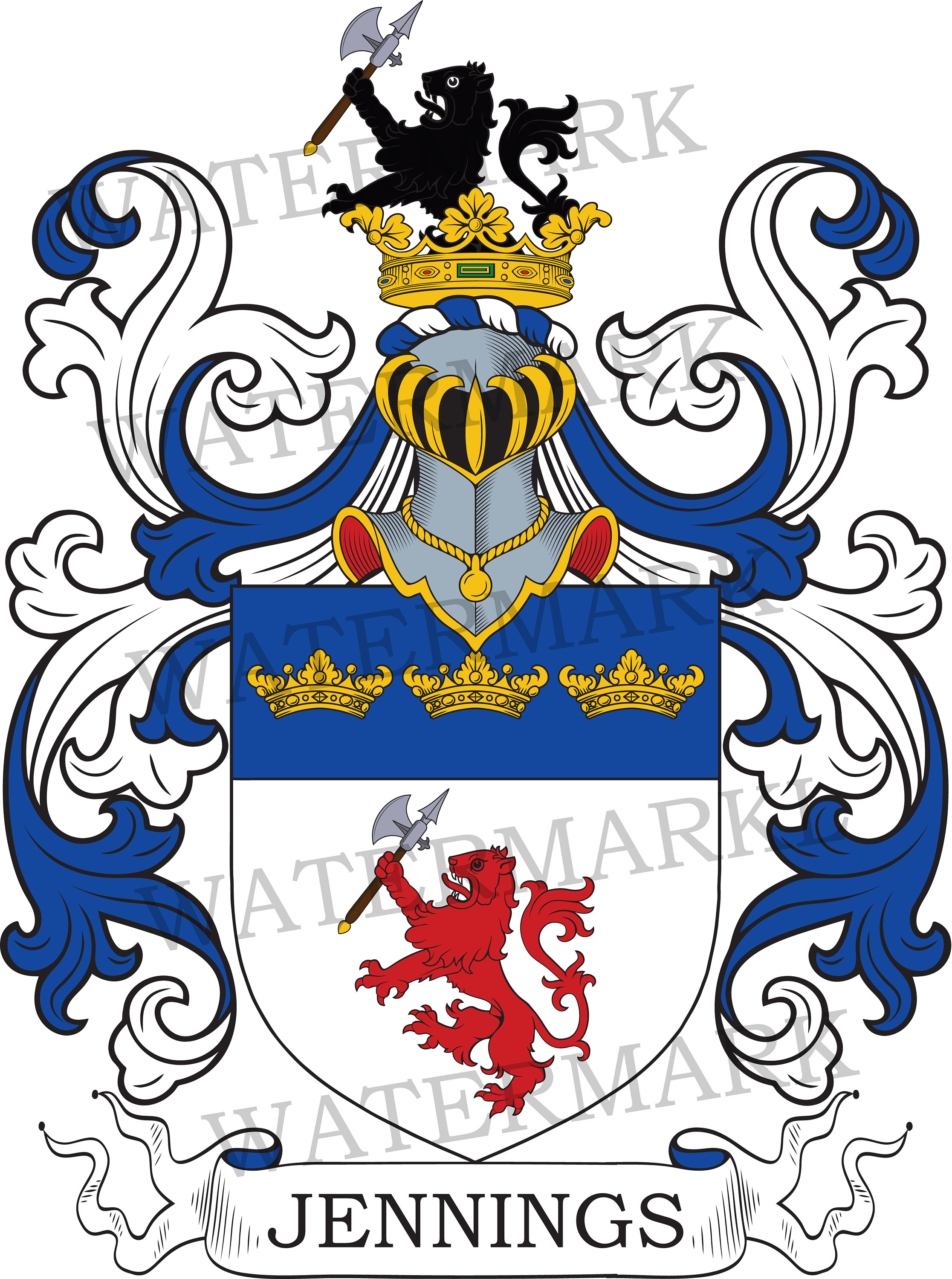 Jennings Family Crest (ireland) - Digital Download - Jennings Coat of ...