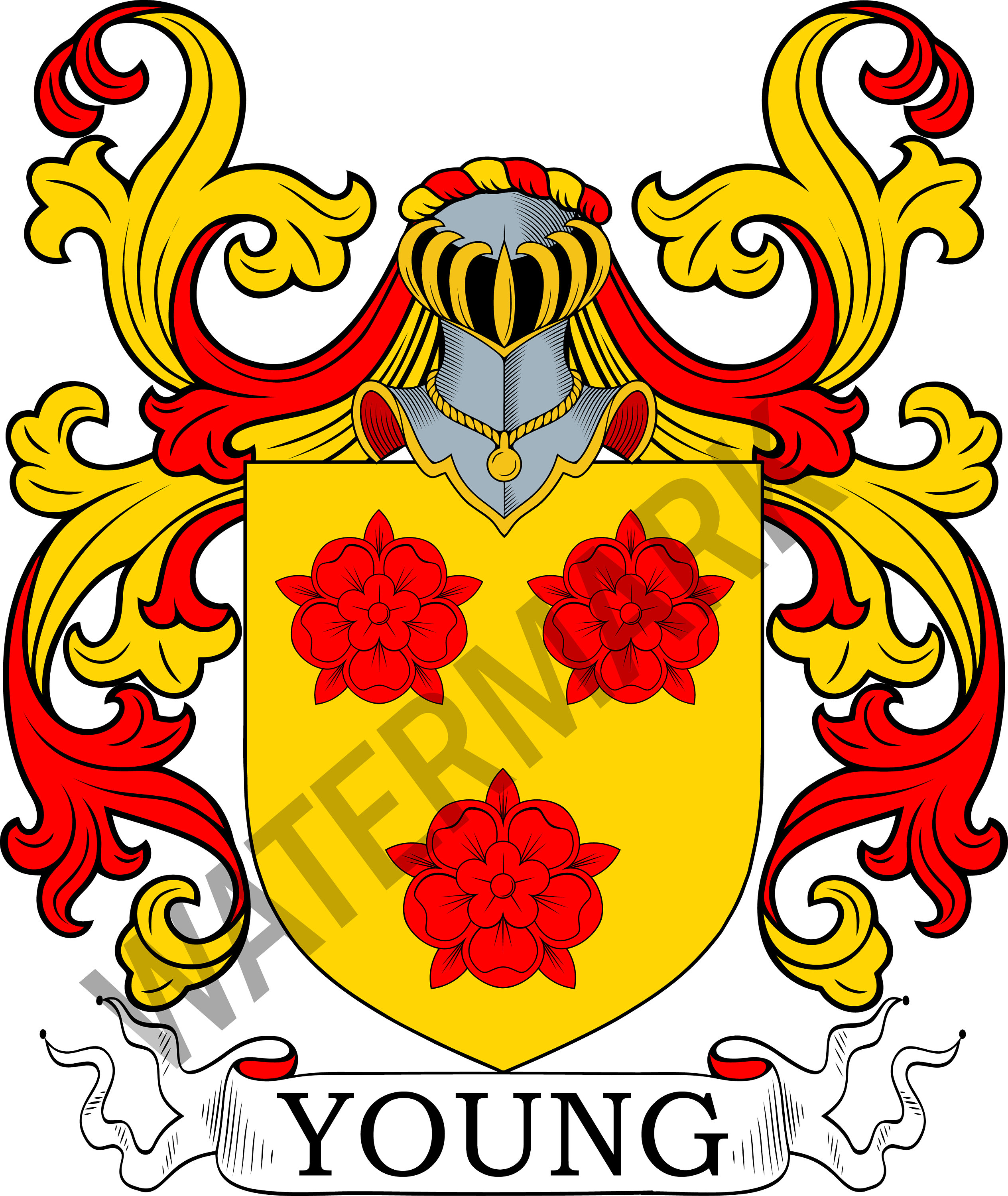 Young Family Crest - Digital Download - Young Coat of Arms JPG File ...