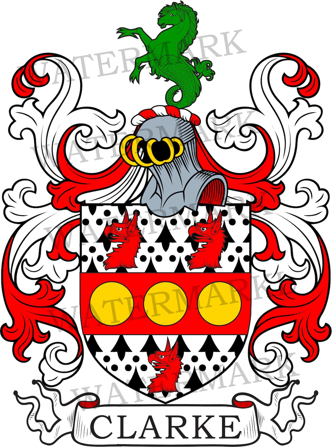 Clarke Family Crest ireland Digital Download Clarke Coat of Arms JPG ...