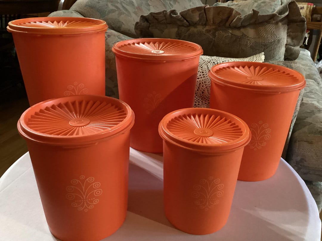 Tupperware Harvest Orange Servalier Canisters (5) - Etsy