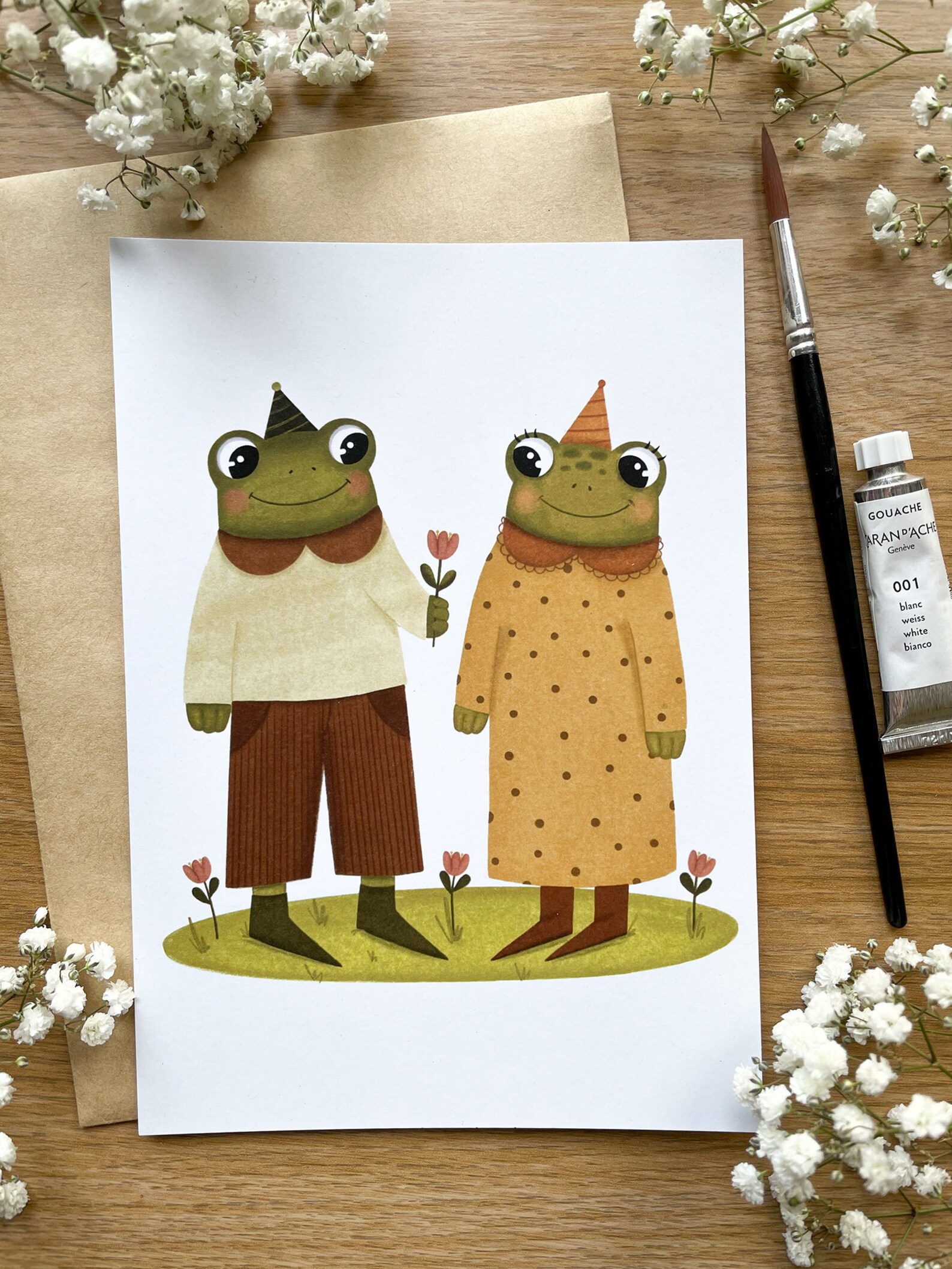 Cute Frog Couple A5 print wall decor high quality living room | Etsy