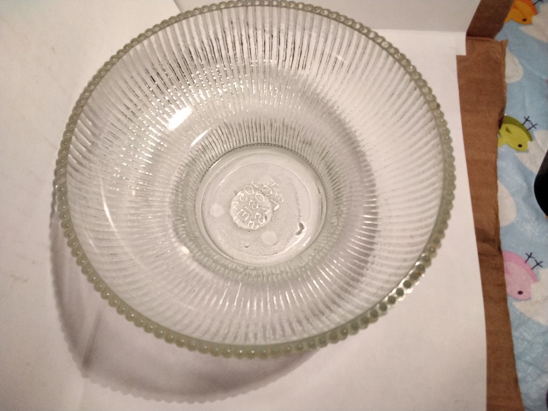Hoosier Glass Clear Ribbed Beaded Bowl 4054 in Good Condition - Etsy