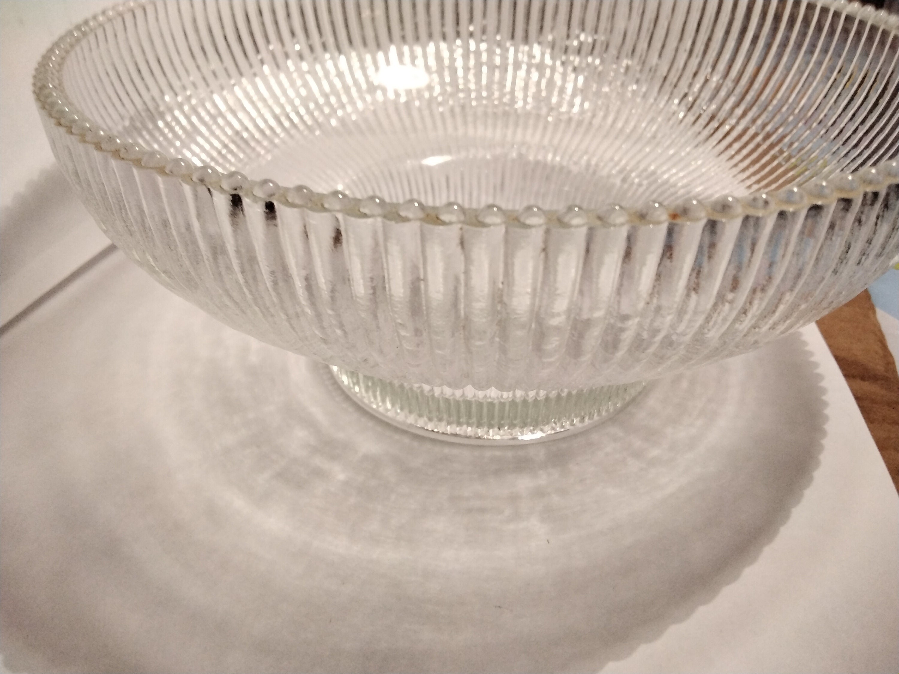Hoosier Glass Clear Ribbed Beaded Bowl 4054 in Good Condition - Etsy