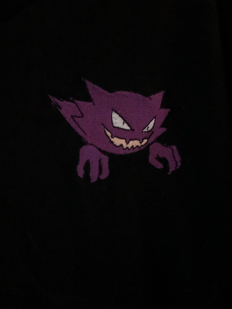 Pokémon Haunter Embroidered V Neck T Shirt Black Size M - Etsy
