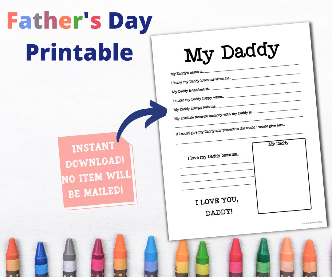 Father's Day Gift, My Daddy Printable, Instant Download, Printable ...