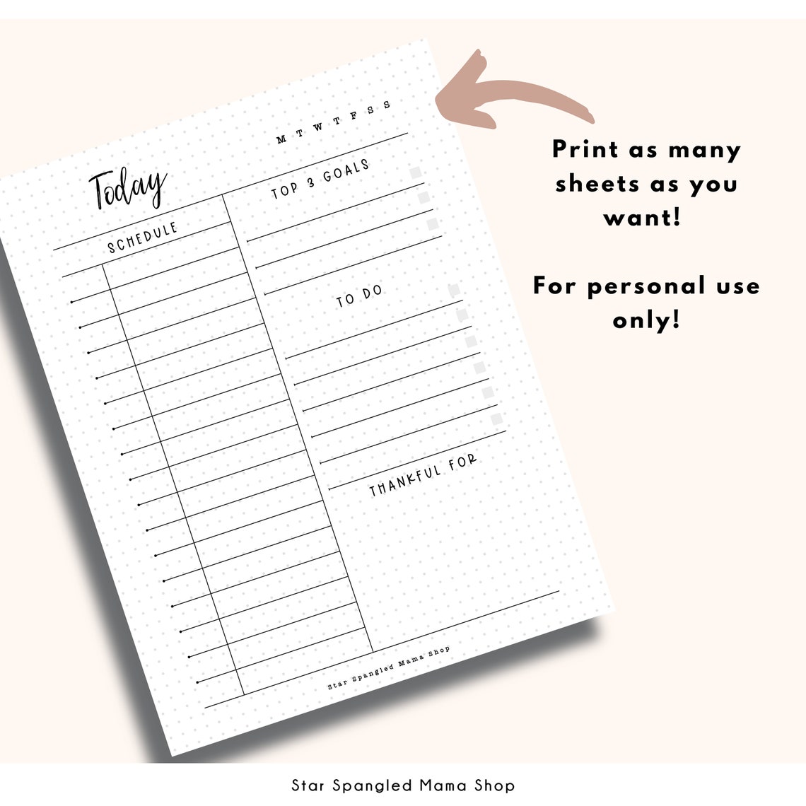 Printable Daily Planner Page, Blank Daily Planner Sheet, US Letter ...