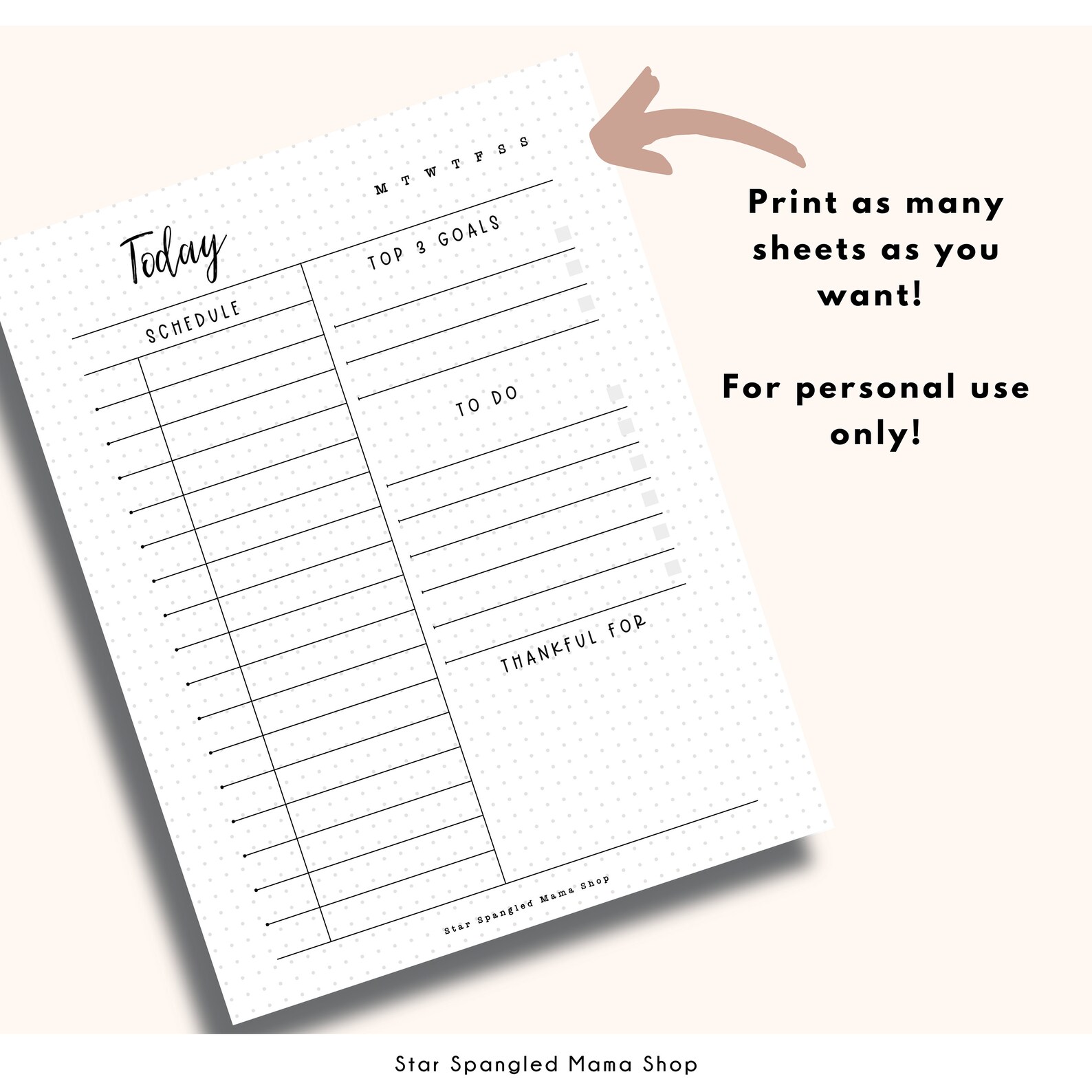 Printable Daily Planner Page, Blank Daily Planner Sheet, US Letter ...