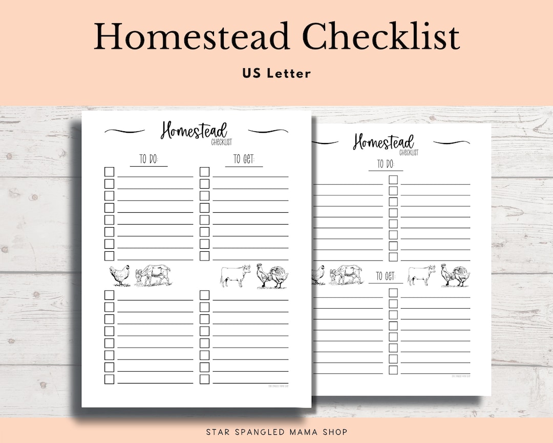 Homestead Checklist, Homestead to Do, Homestead to Get, Homestead Lists ...
