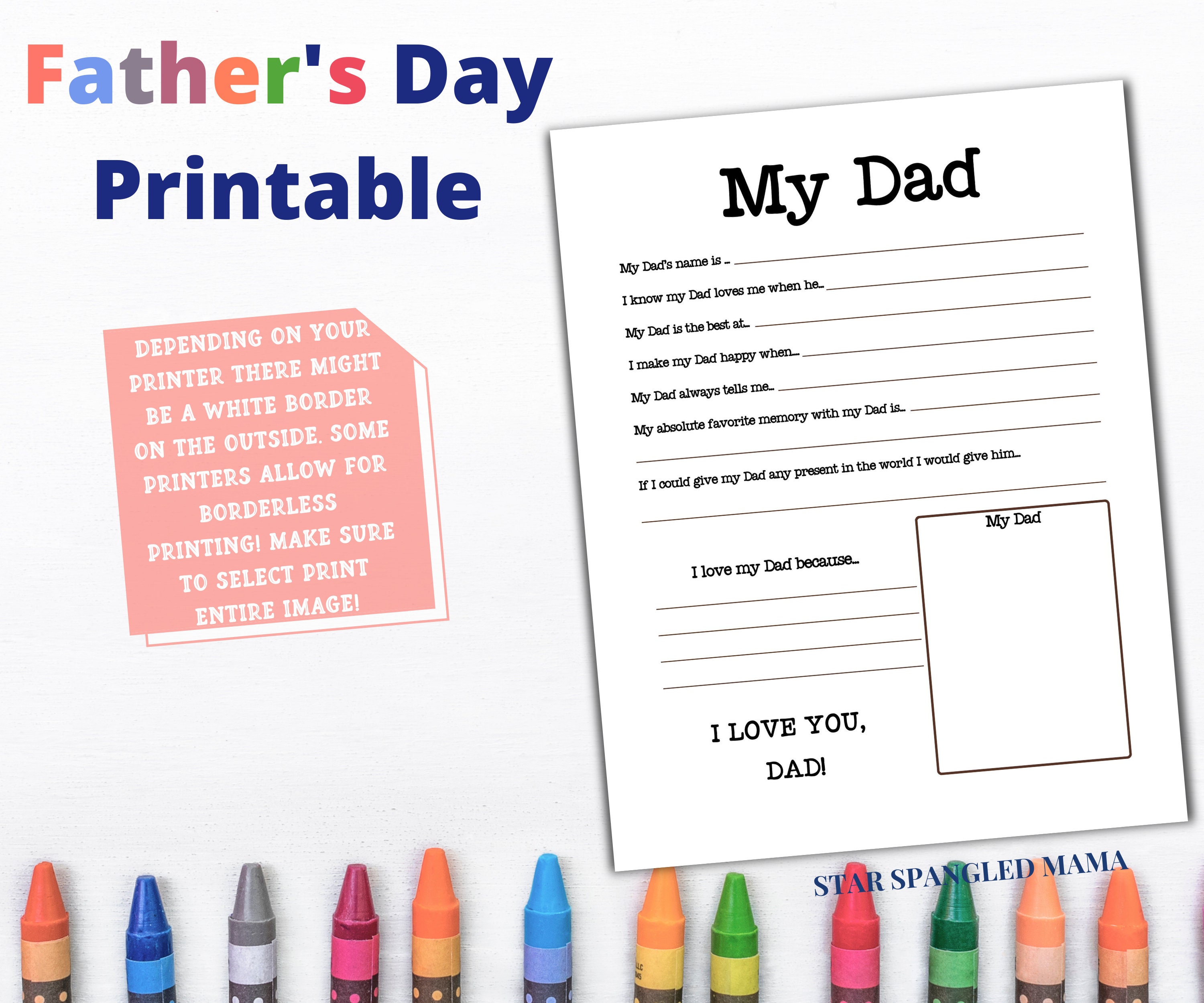 Father's Day Gift, My Dad Printable, Instant Download, Dad Day ...