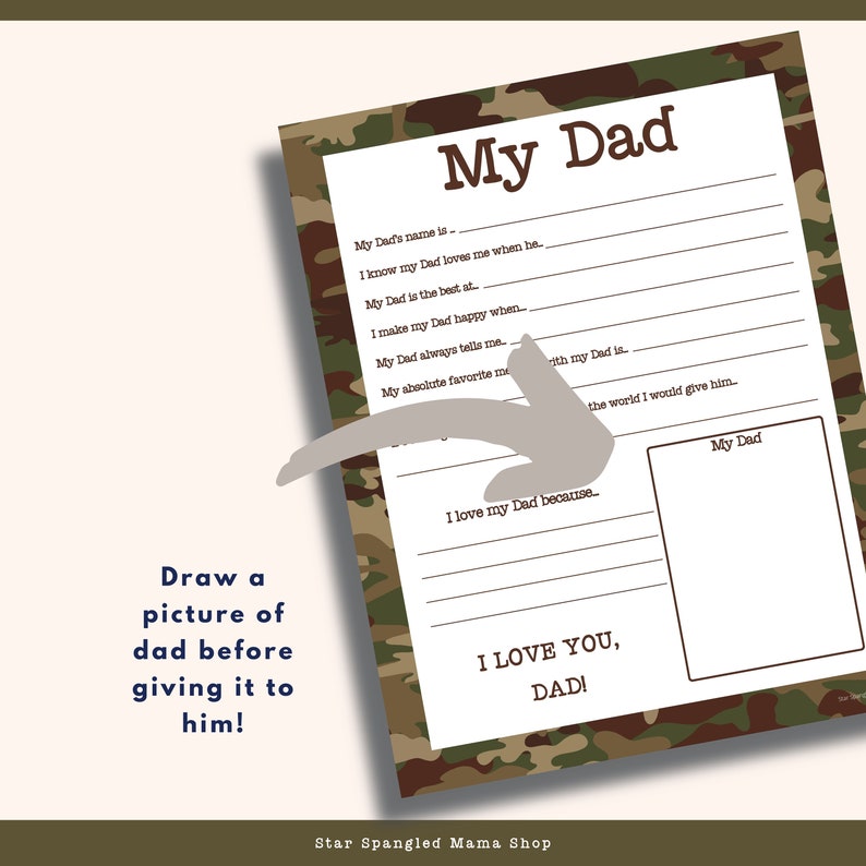 Father's Day Gift, My Dad Printable, Military Dad, All About My Dad ...